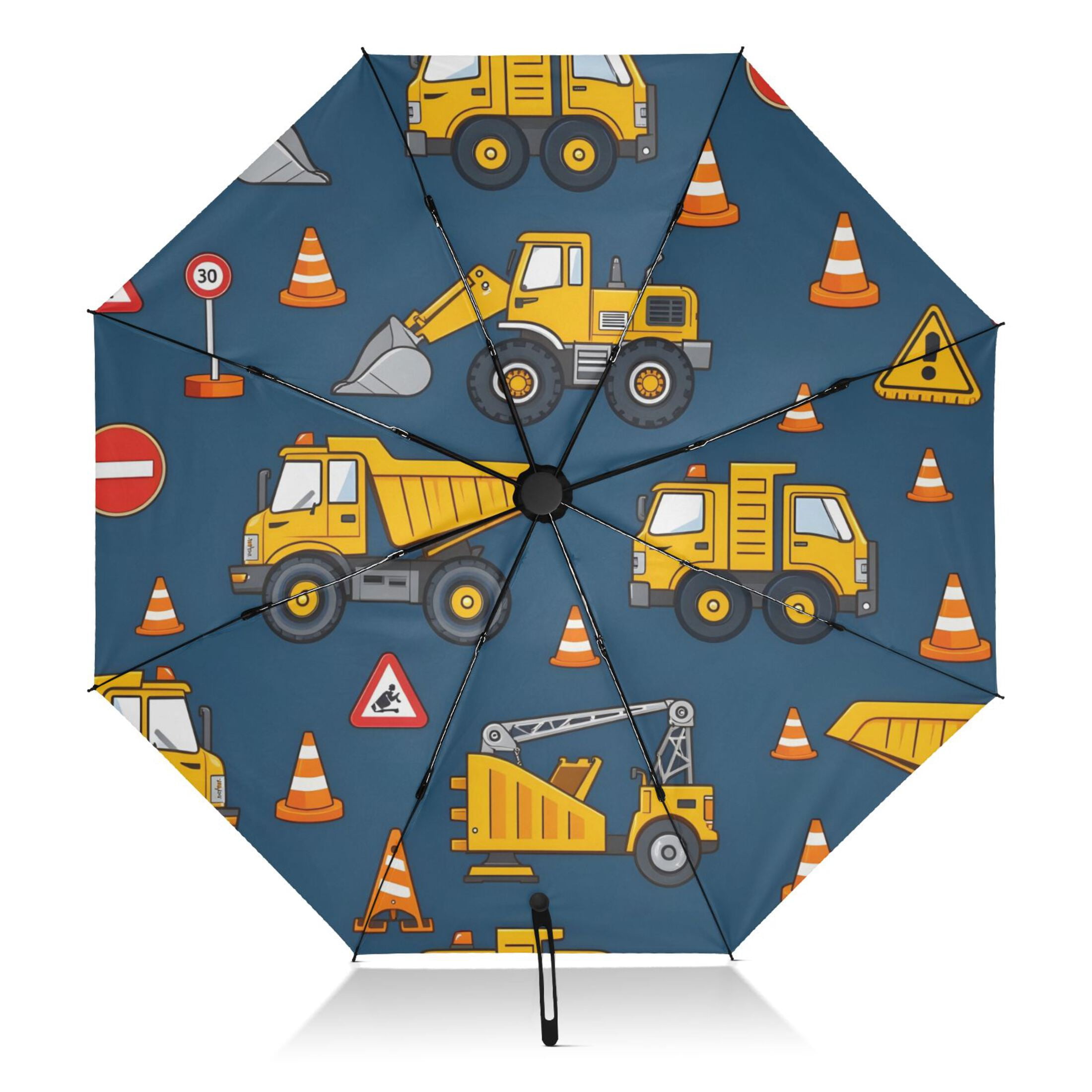 Yellow Truck Tractor Pattern Umbrella Folding Sun Umbrella Travel Auto ...
