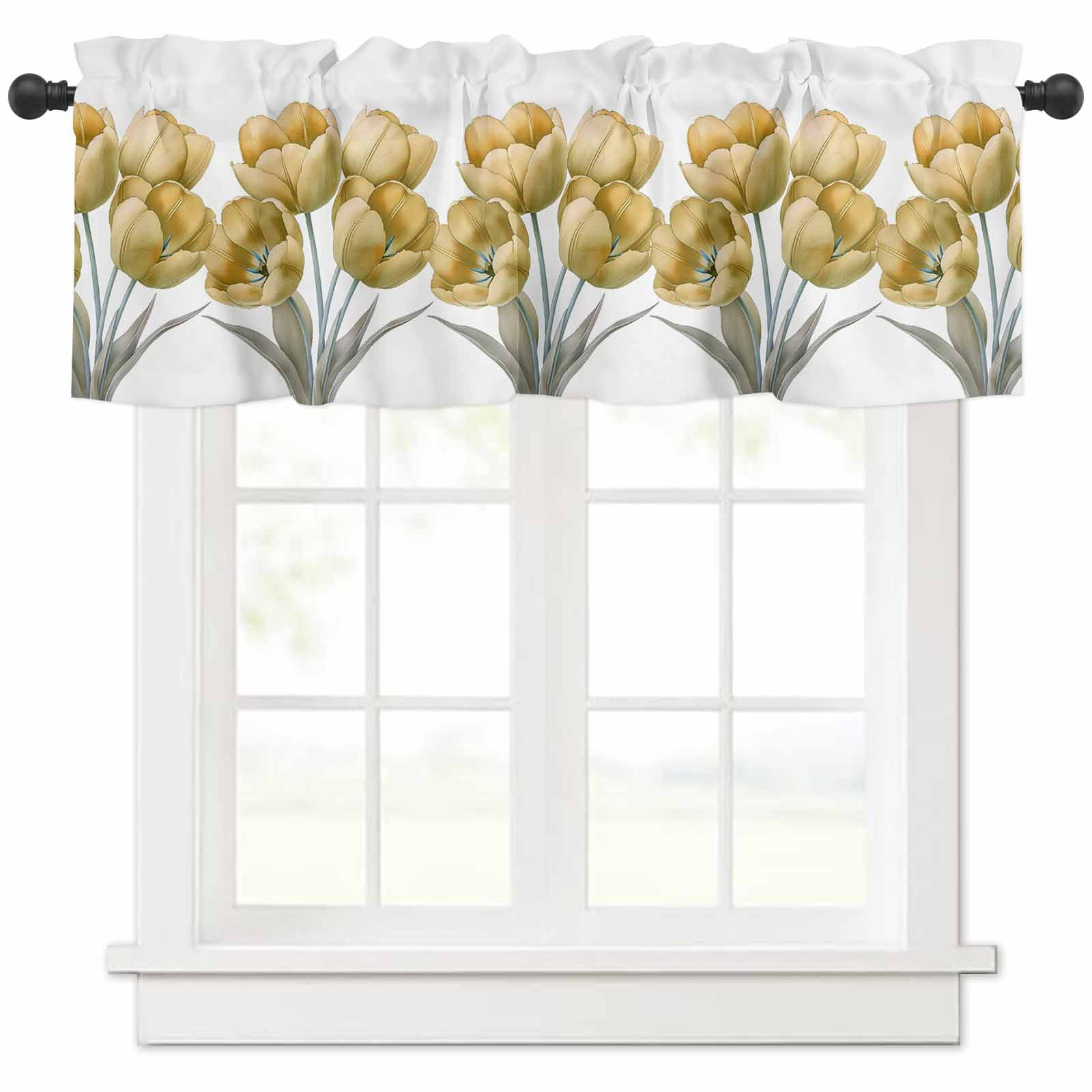 Yellow Tulip Valances for Windows Farmhouse Kitchen Curtains Valances ...