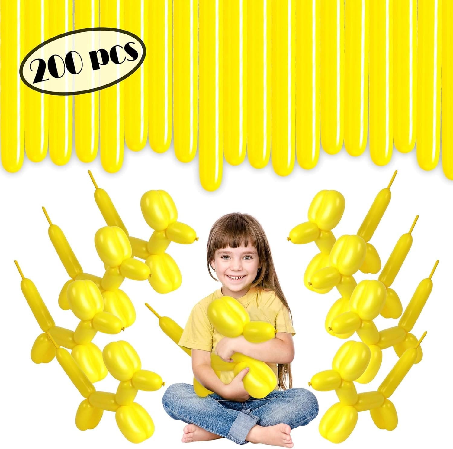 Yellow Twisting Balloons - Long Balloons - 200 Pack - Walmart.com