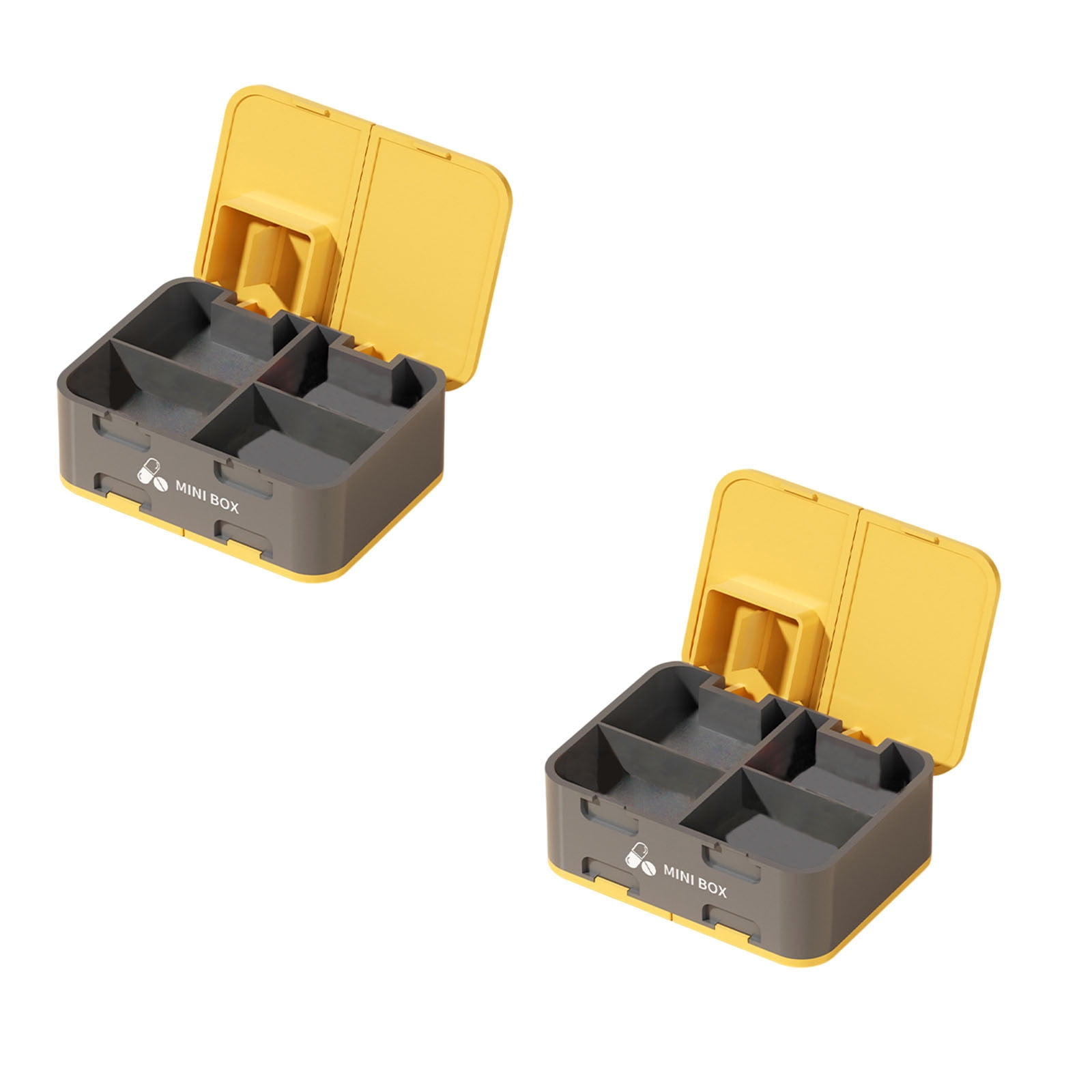 Yellow Two-In-One Pill Cutter And Storage Box Plastic Portable Solution ...