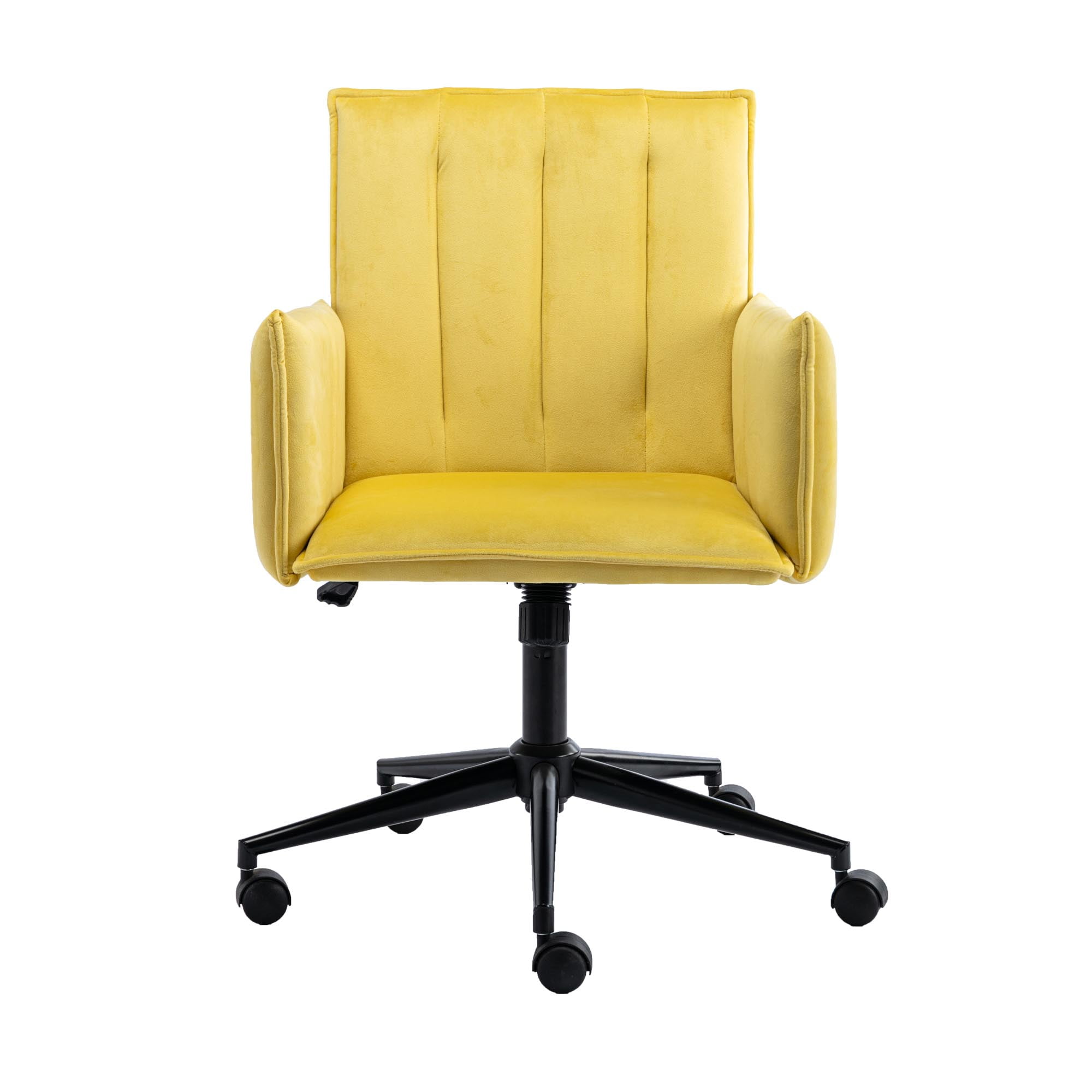 Yellow Velvet Fabric seat Office Chair with Non-Adjustable Arms and ...