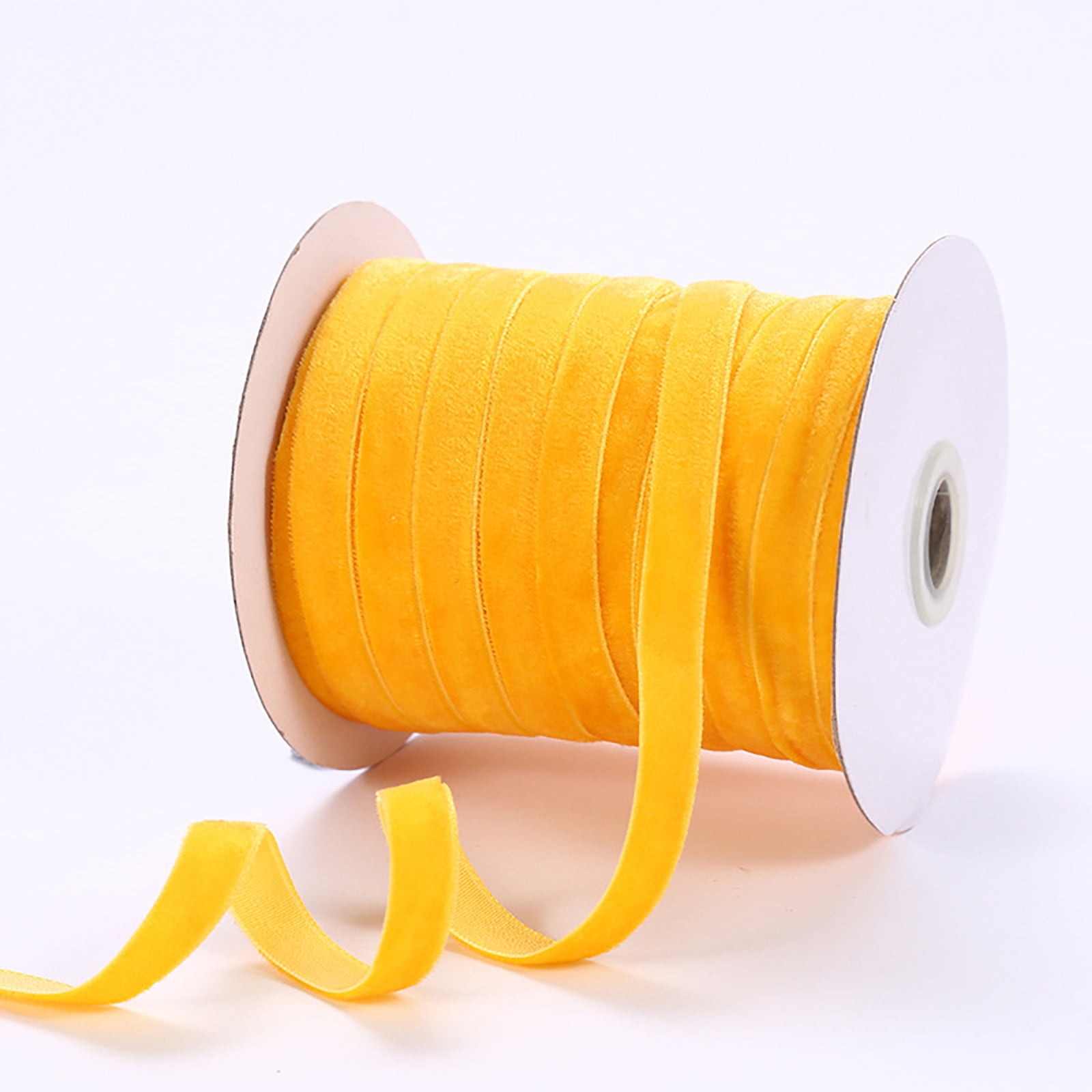 Yellow Velvet Ribbon 50 Yards Yellow Velvet Fabric Vintage Thin Velvet ...
