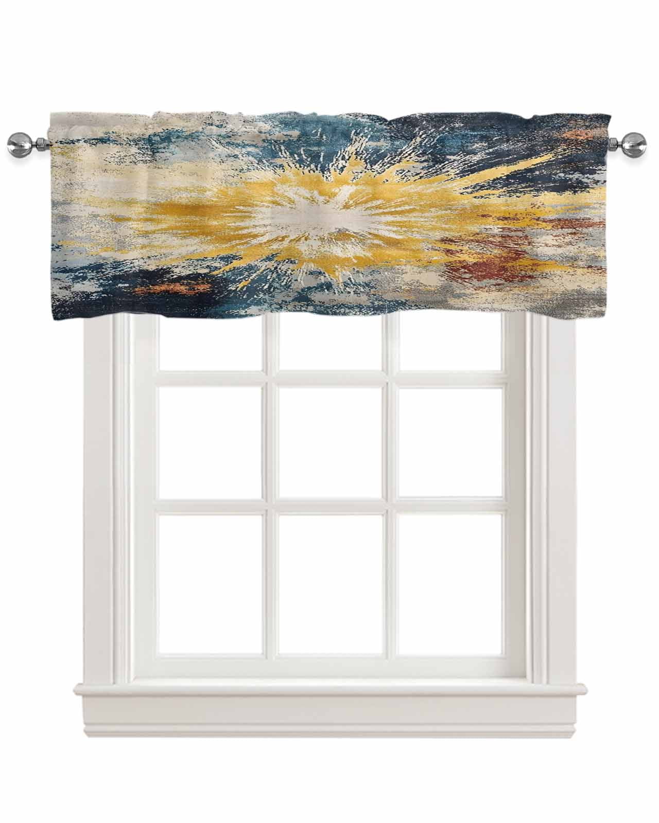 Yellow Vintage Kitchen Valances for Windows Farmhouse Linen Window ...