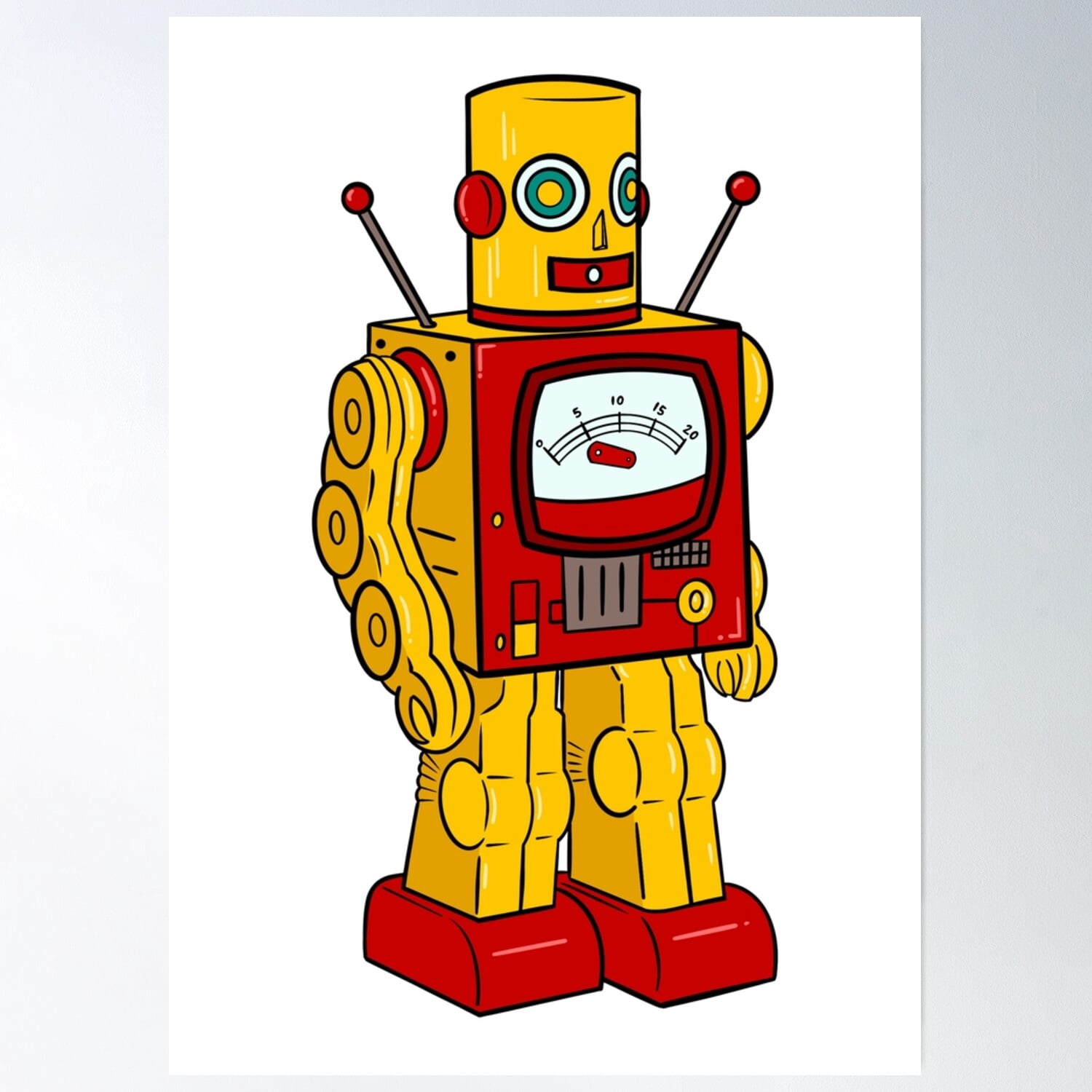 Yellow Vintage Robot Poster Wall Art, Modern Wall Decor, 16x24 UNFRAMED ...