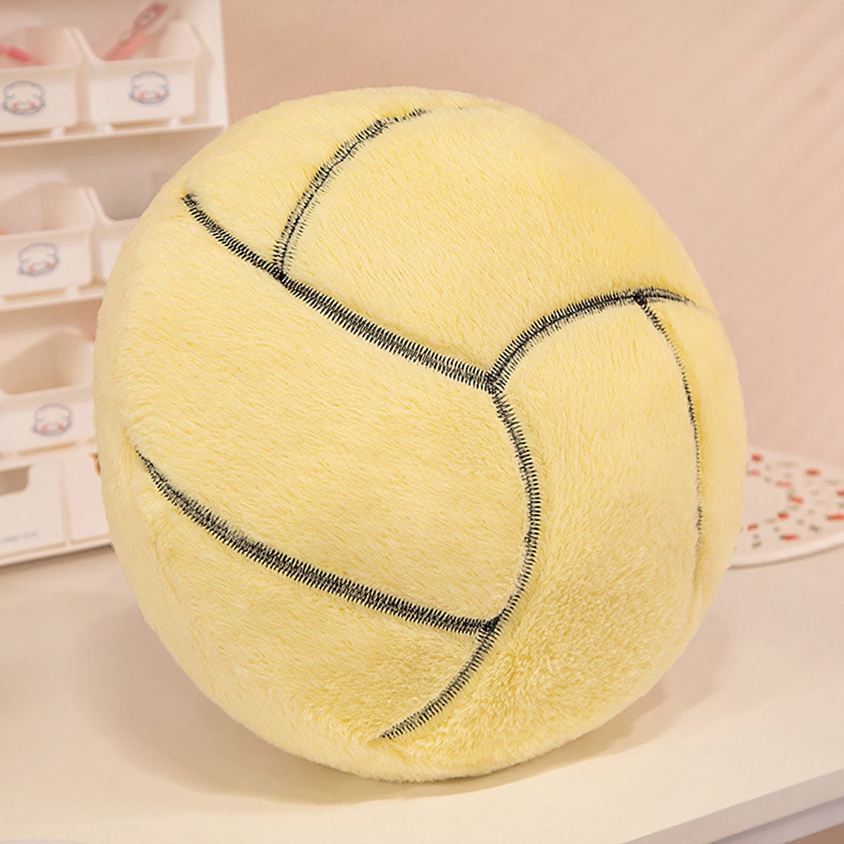 Yellow Volleyball Plush, 13.7 inch Baseball Pillow Soft Fluffy Football ...