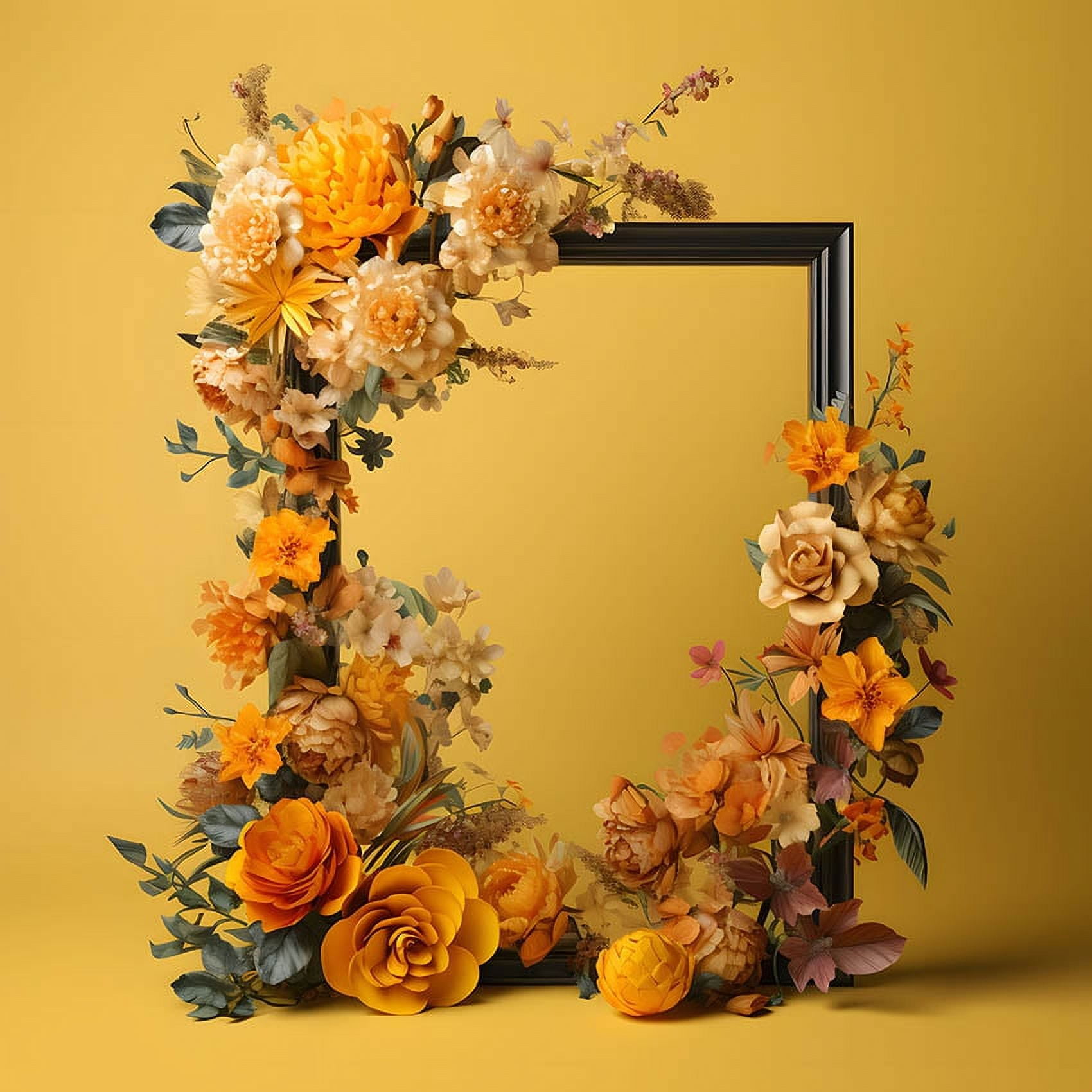 Yellow Wall Floral Frame Adult Birthday Wedding Maternity Portrait r ...