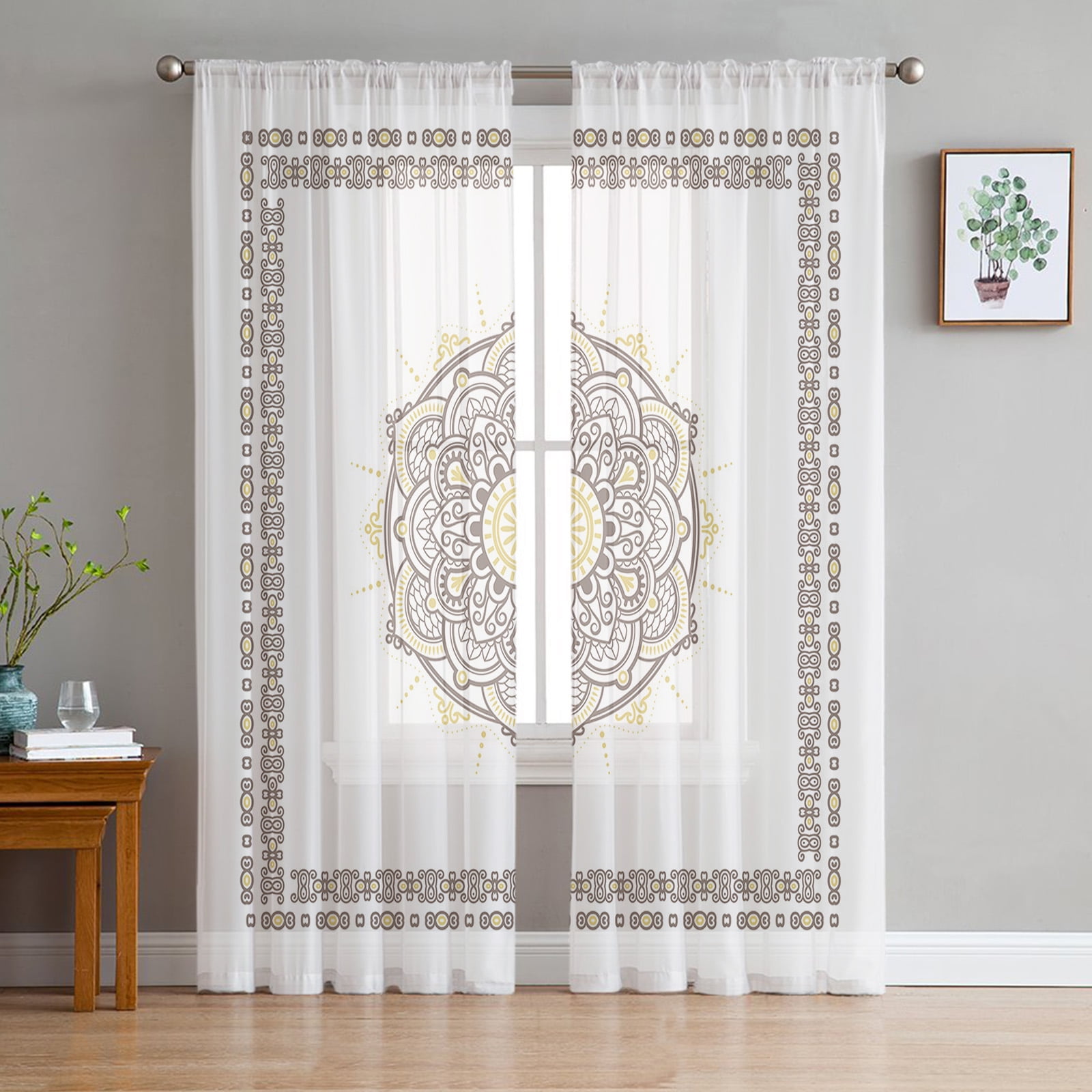 Yellow Wall Gate Morocco Chiffon Sheer Curtains for Living Room Home ...
