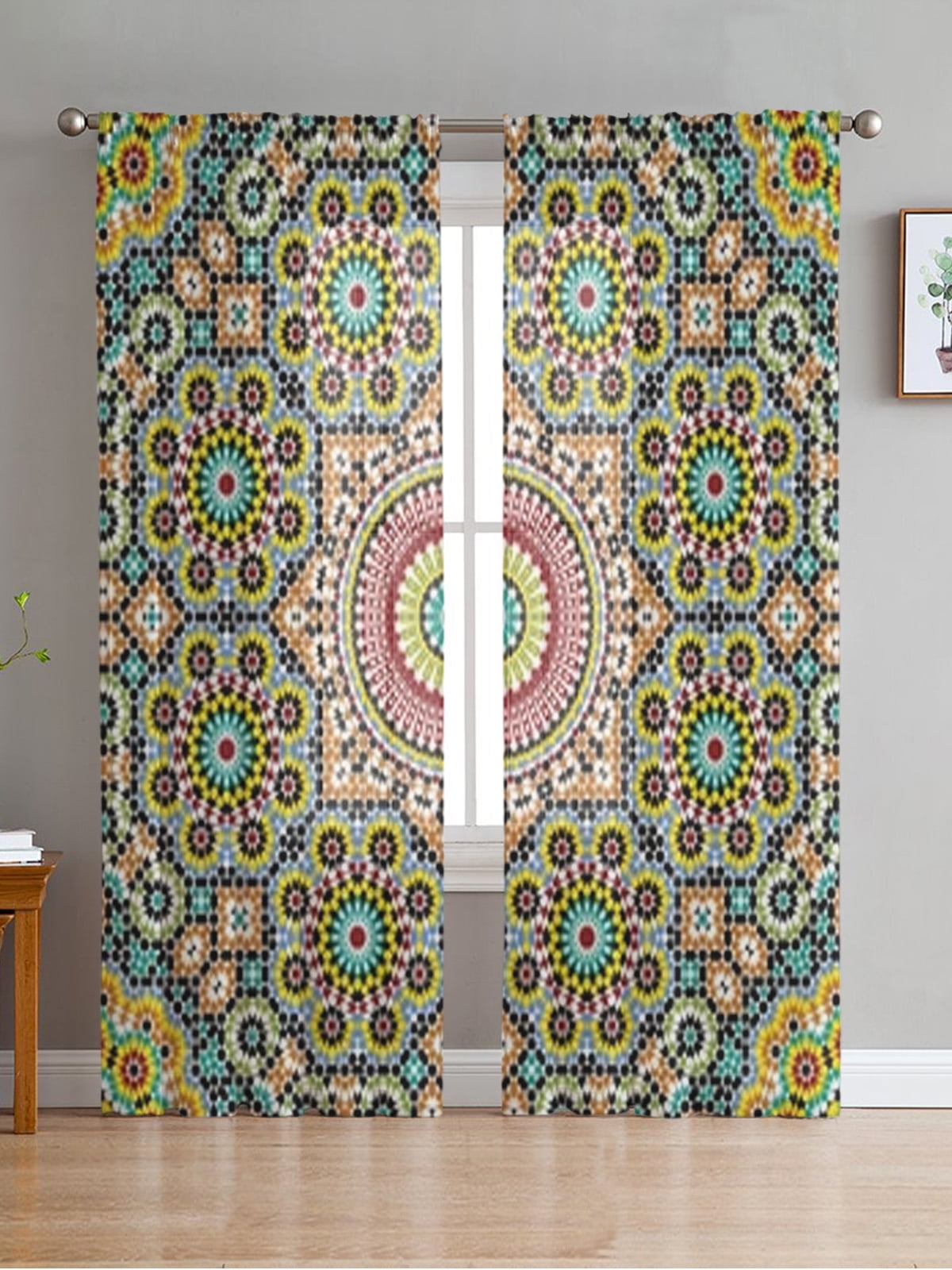 Yellow Wall Gate Morocco Chiffon Sheer Curtains for Living Room Home ...