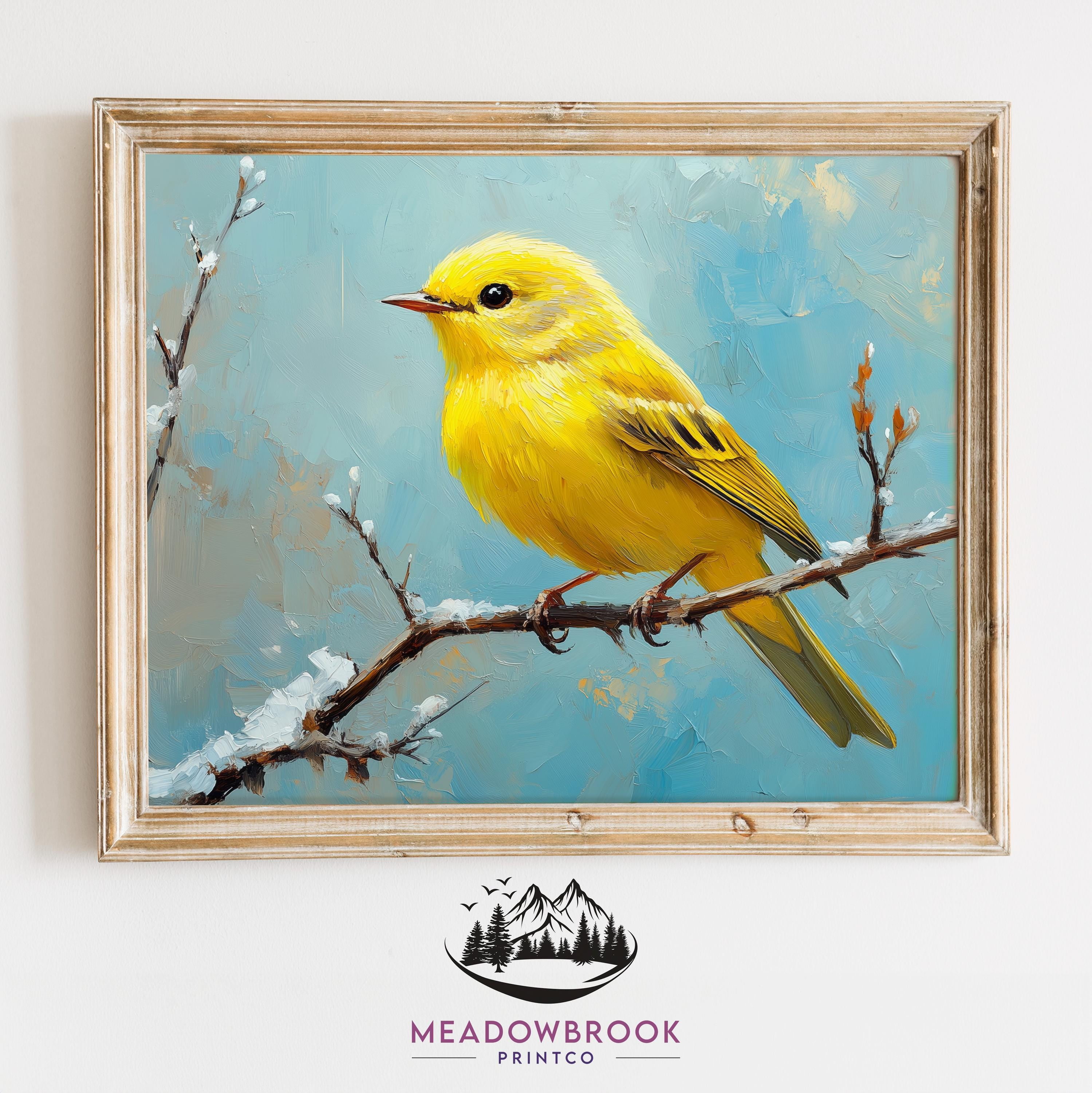 Yellow Warbler Bird Radiant Rustic Cottagecore Farmhouse Pastel Vintage ...