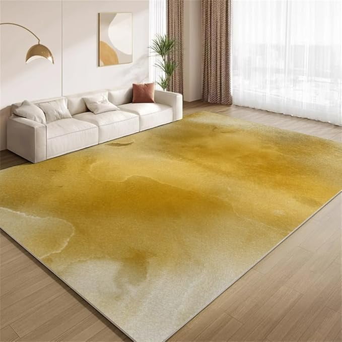 Yellow Watercolor Aesthetic Design Area Rug, Modern 3D Home Minimalist ...