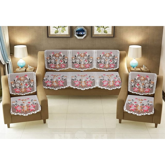 Yellow Weaves 6 Pieces Multi Sofa Slip Cover For Living Room - 5 Seater ...