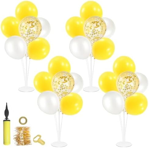Yellow and White Balloon Stand Centerpiece Table Decorations for Bee ...