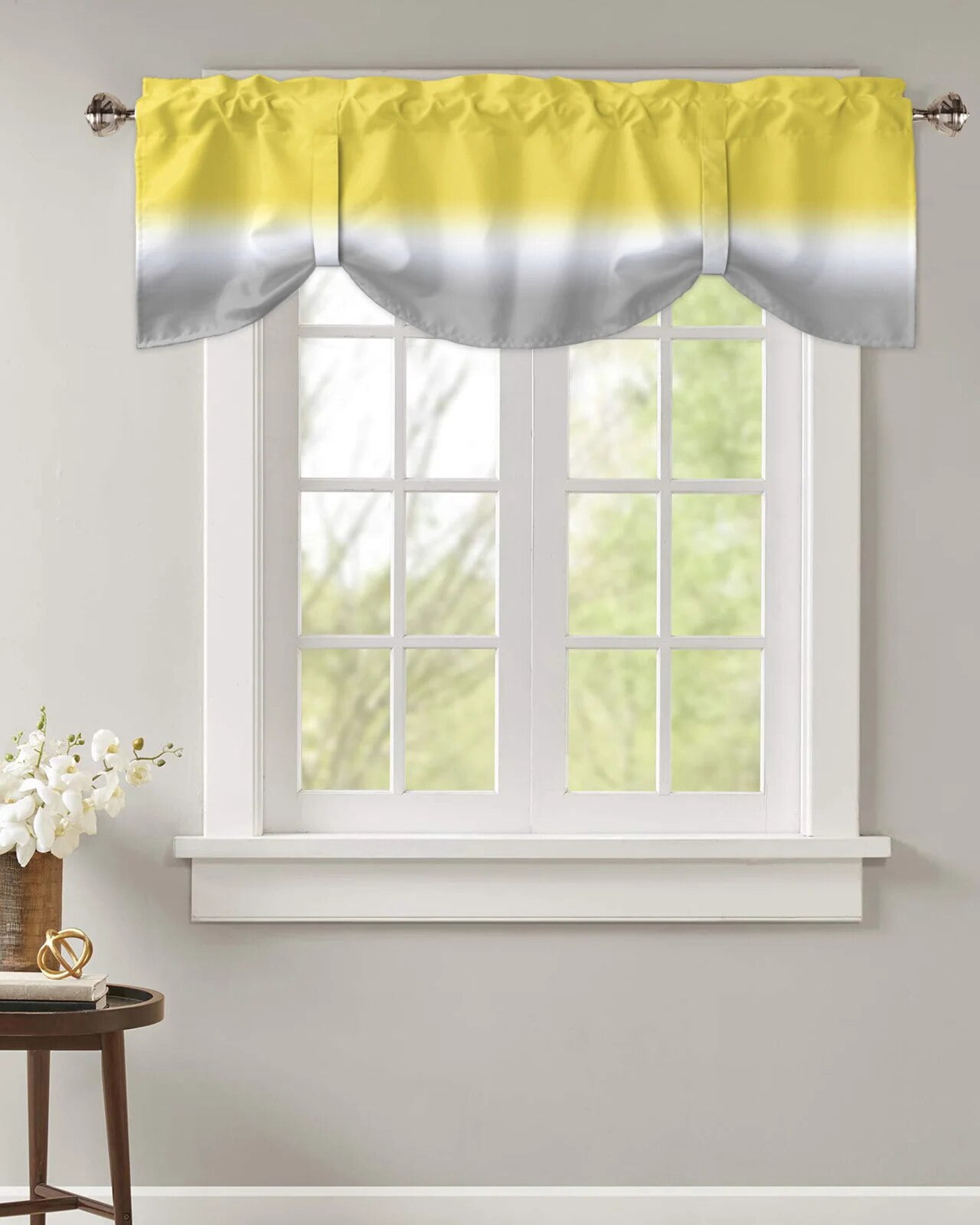 Yellow White Gradient Popular Color Window Valance Curtain Kitchen Cafe ...