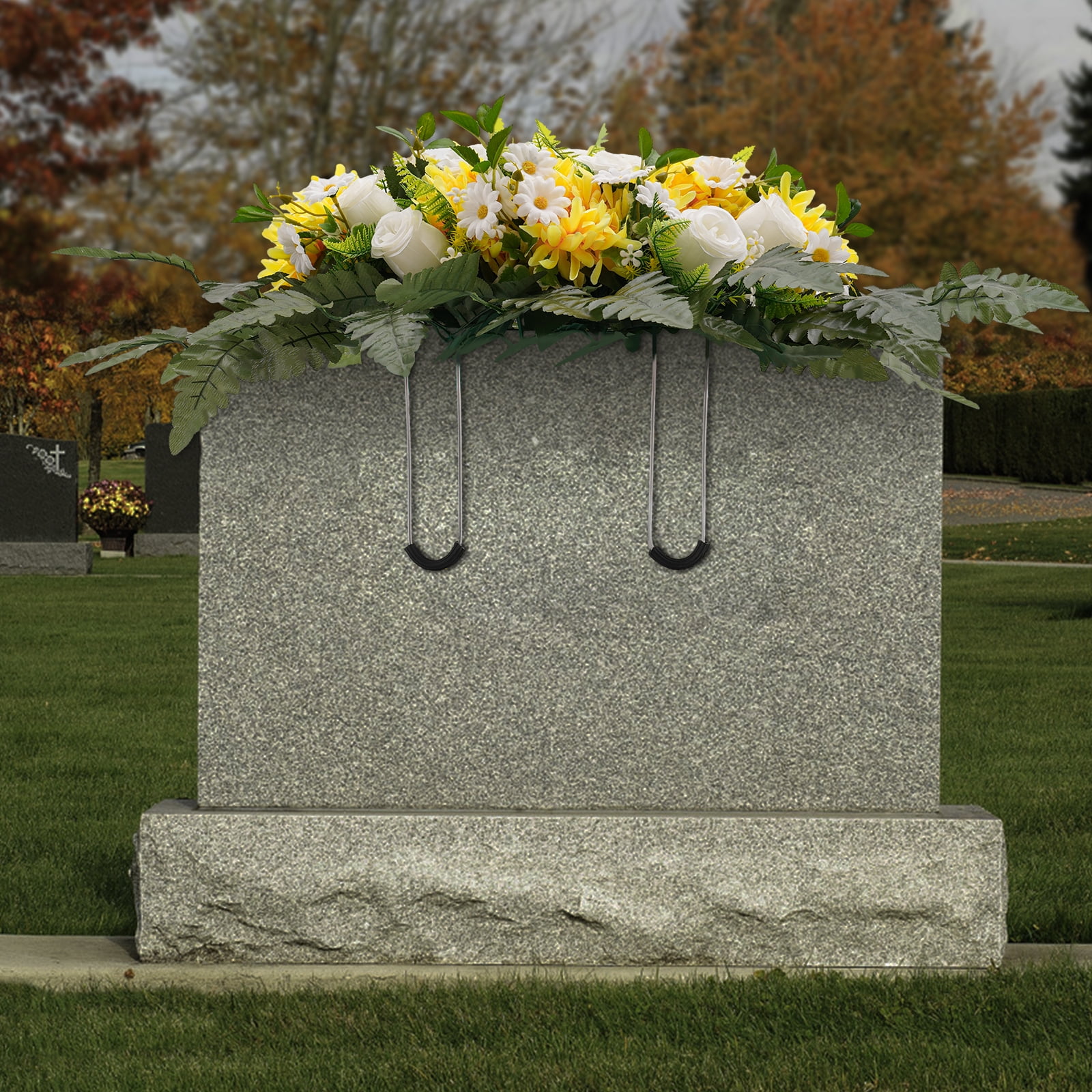 Yellow, White, Green Artificial Grave Flowers, Outdoor Grave ...
