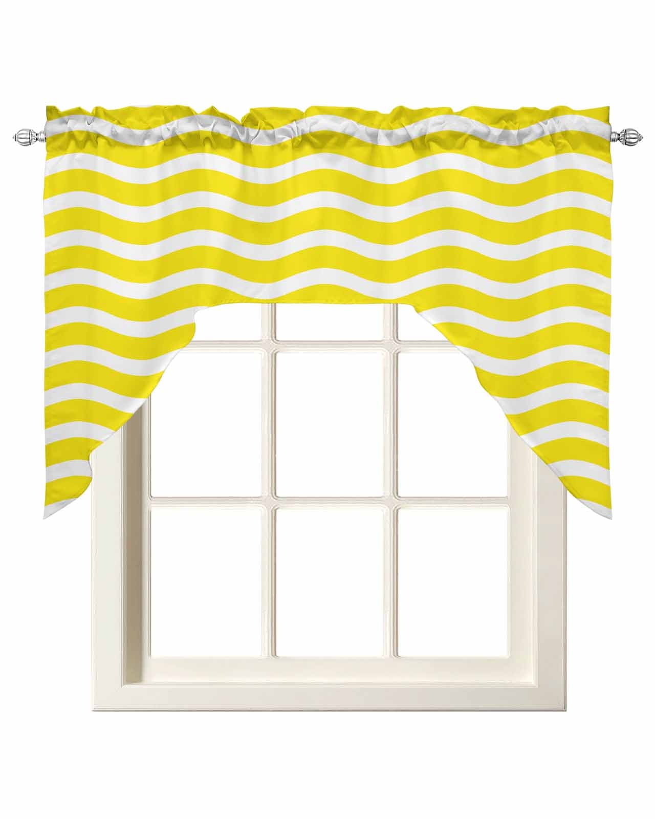 Yellow White Kitchen Curtains Swag Valance for Windows/Bathroom/Cafe ...