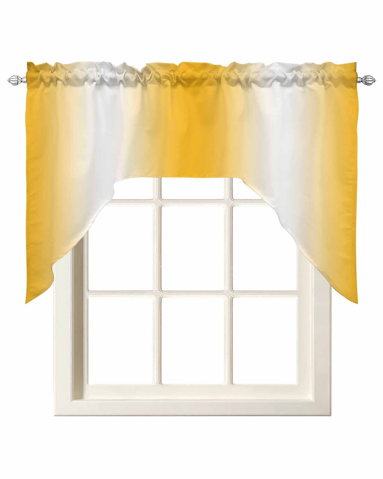 Yellow White Ombre Kitchen Swag Valances for Windows, Modern Gradient ...
