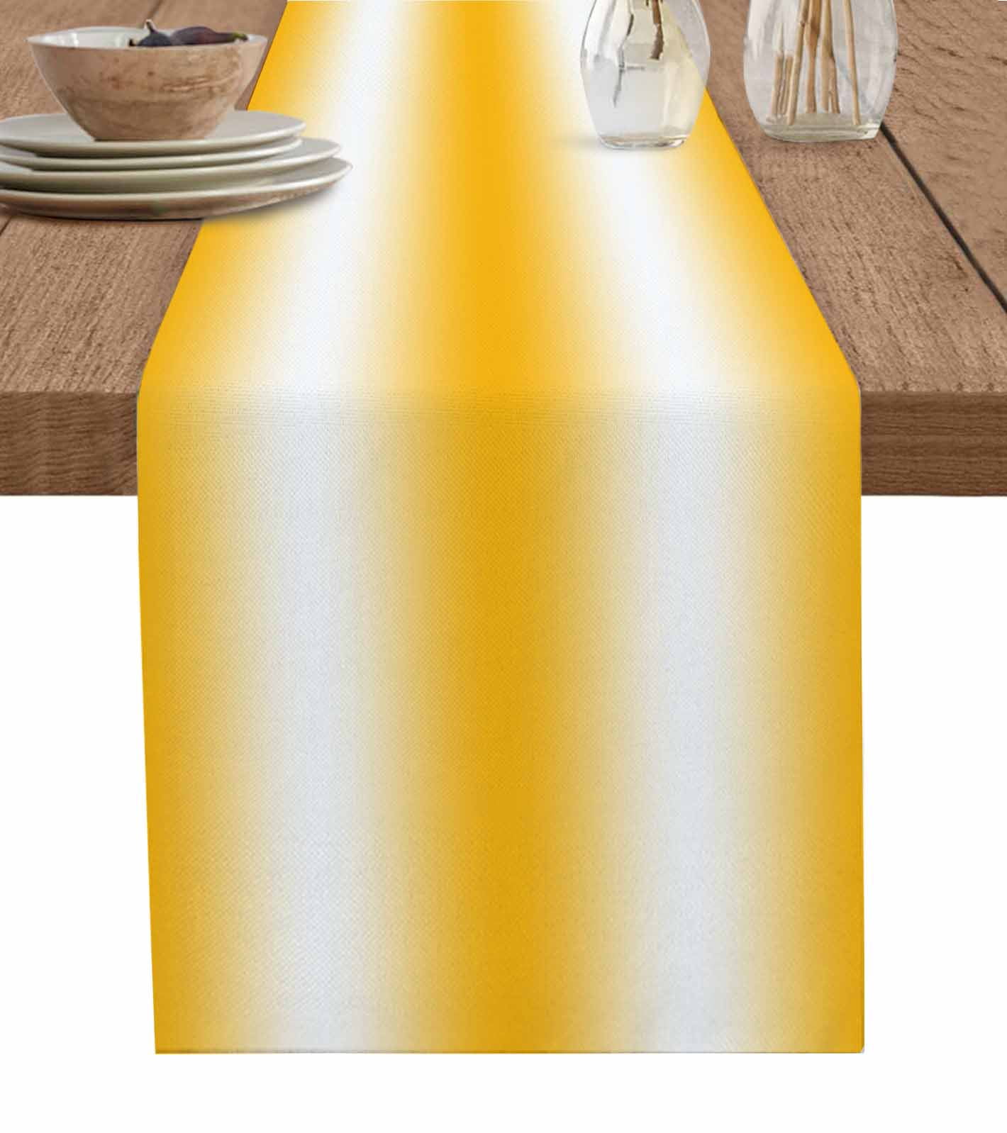 Yellow White Ombre Table Runner 72 Inches, Modern Gradient Minimalist ...