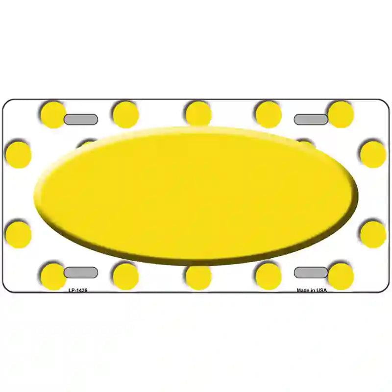 Yellow White Polka Dot Yellow Center Oval Metal Novelty License Plate ...