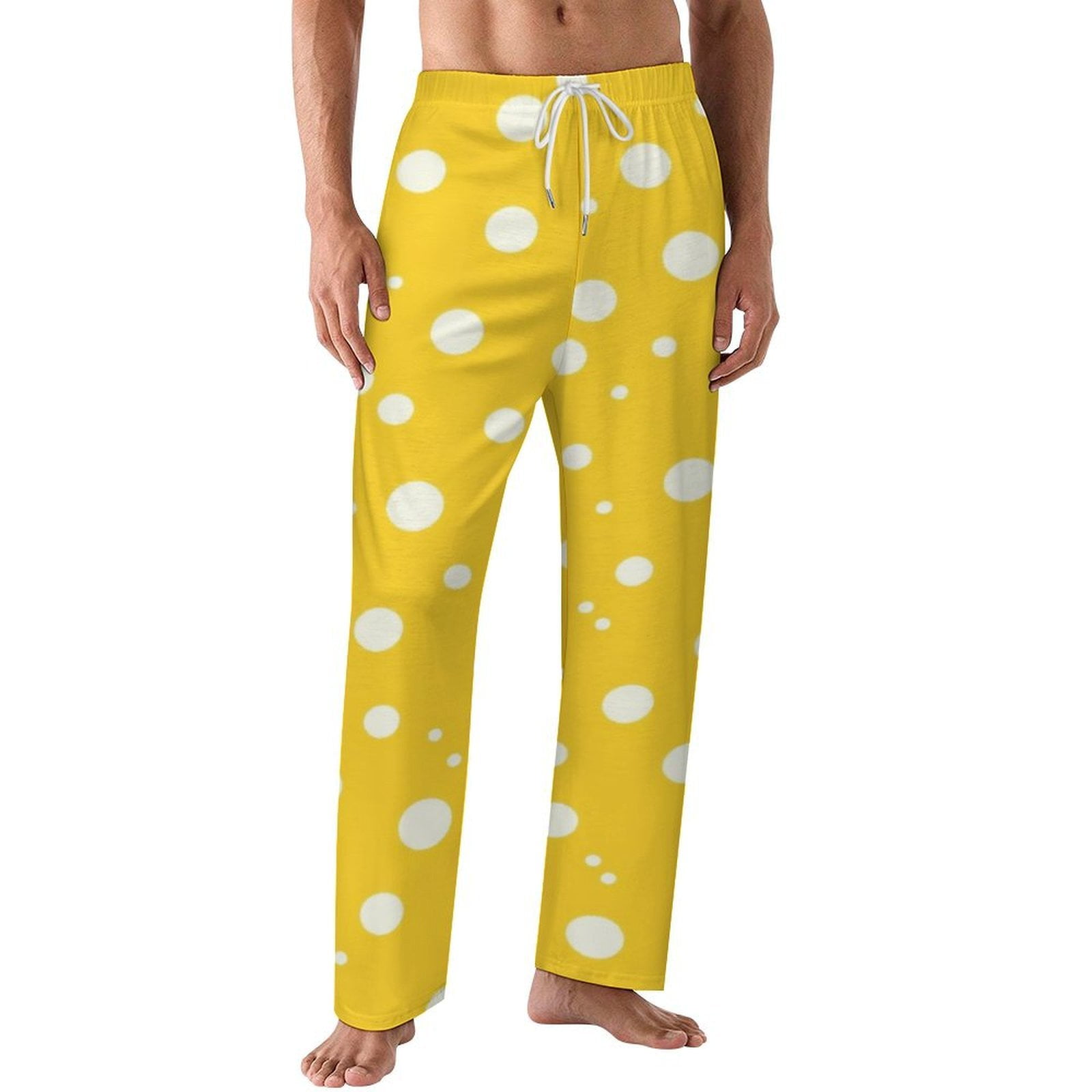 Yellow White Polka Dots(5) Pajama Pants Men's Sleepwear Lounge Sleep ...