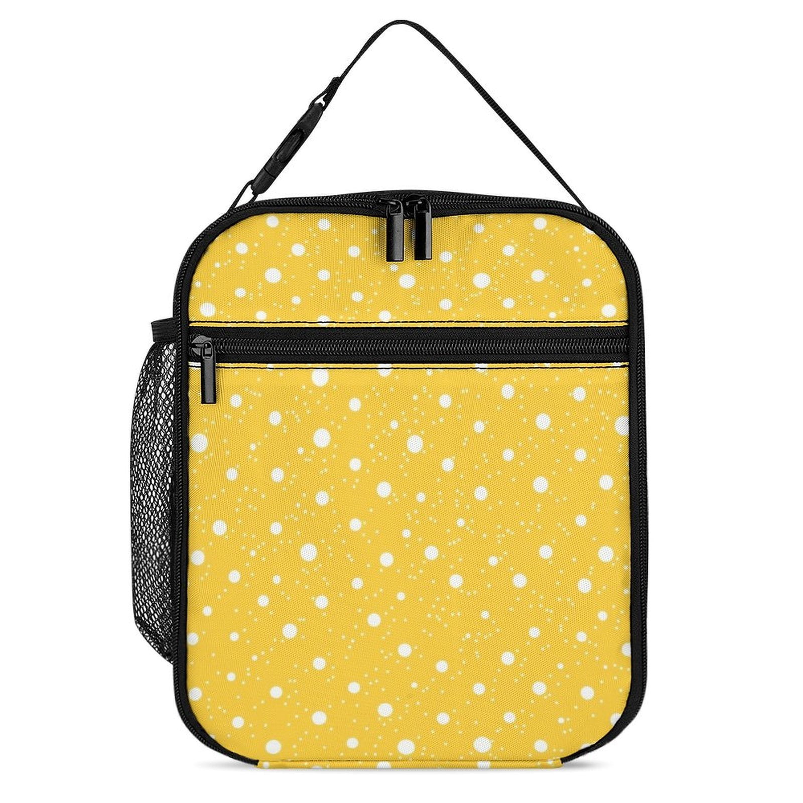 Yellow White Polka Dots Lunch Bag Warm Insulated Lunch Box School Food ...