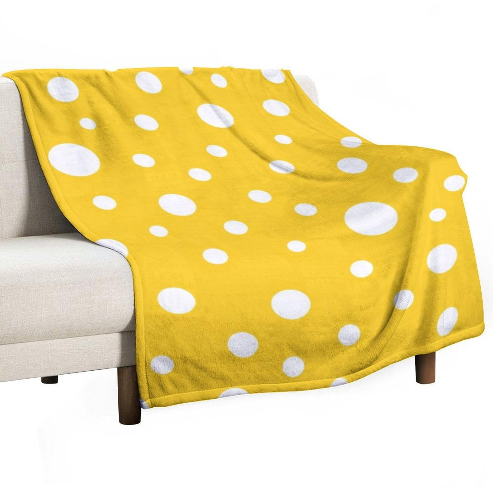 Yellow White Polka Dots Throw Blanket for Sofa Luxury Home Interior ...