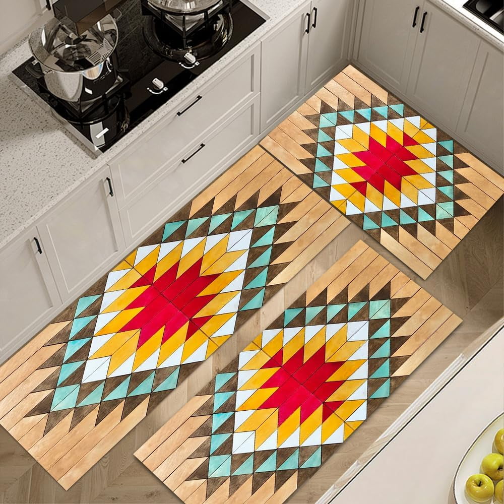 Yellow White Red Wood Textured Diamond Rug Colorful Patchwork Rugs ...