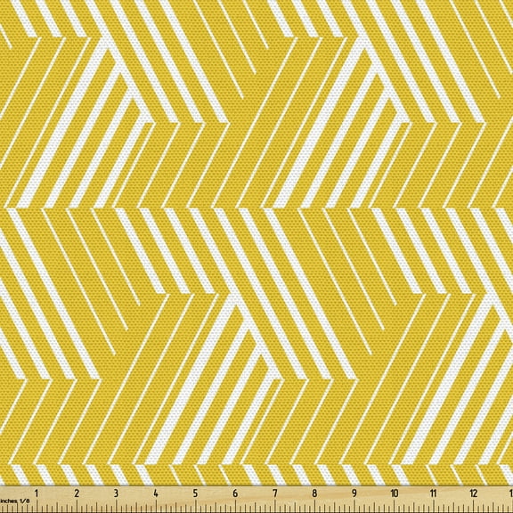 Ambesonne Modern Fabric by the Yard Upholstery, Chevron Pattern Yellow ...