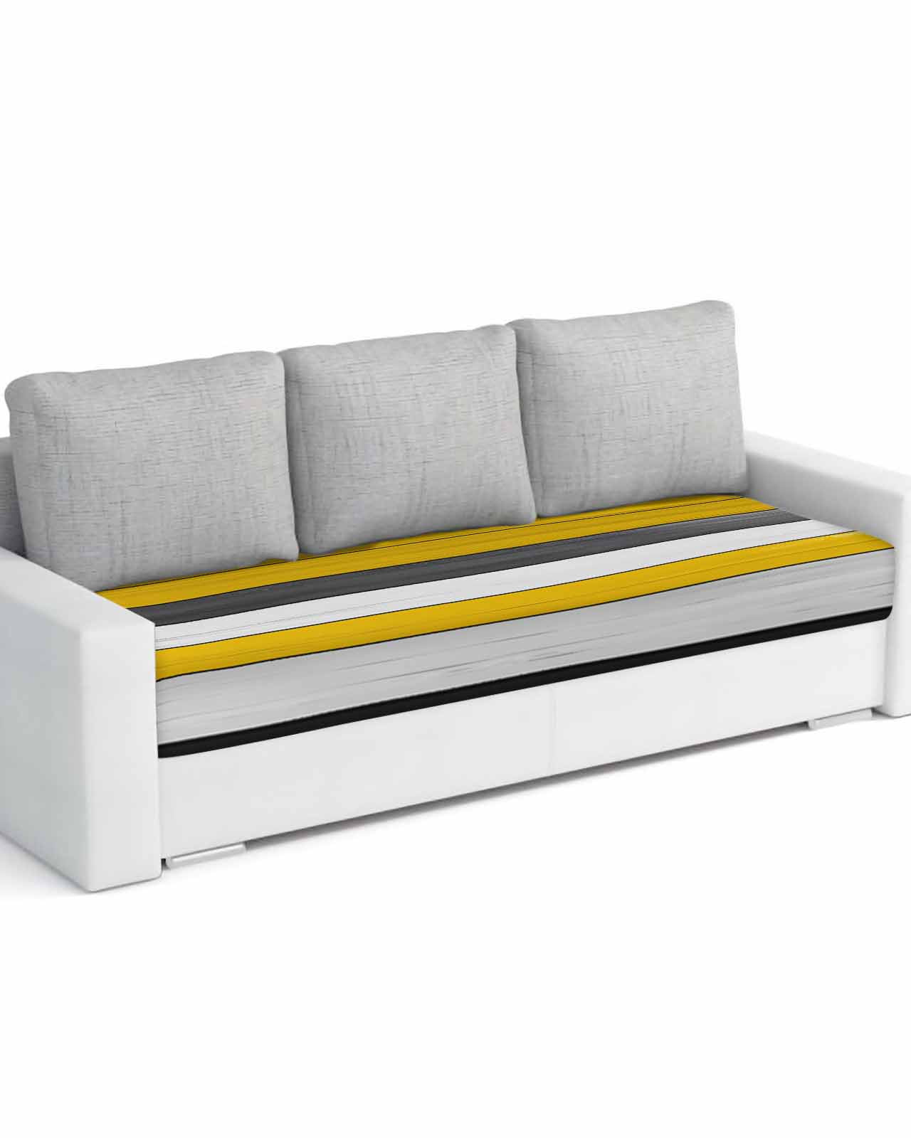 Yellow White Wood Sofa Couch Cushion Covers Washable, Removable ...