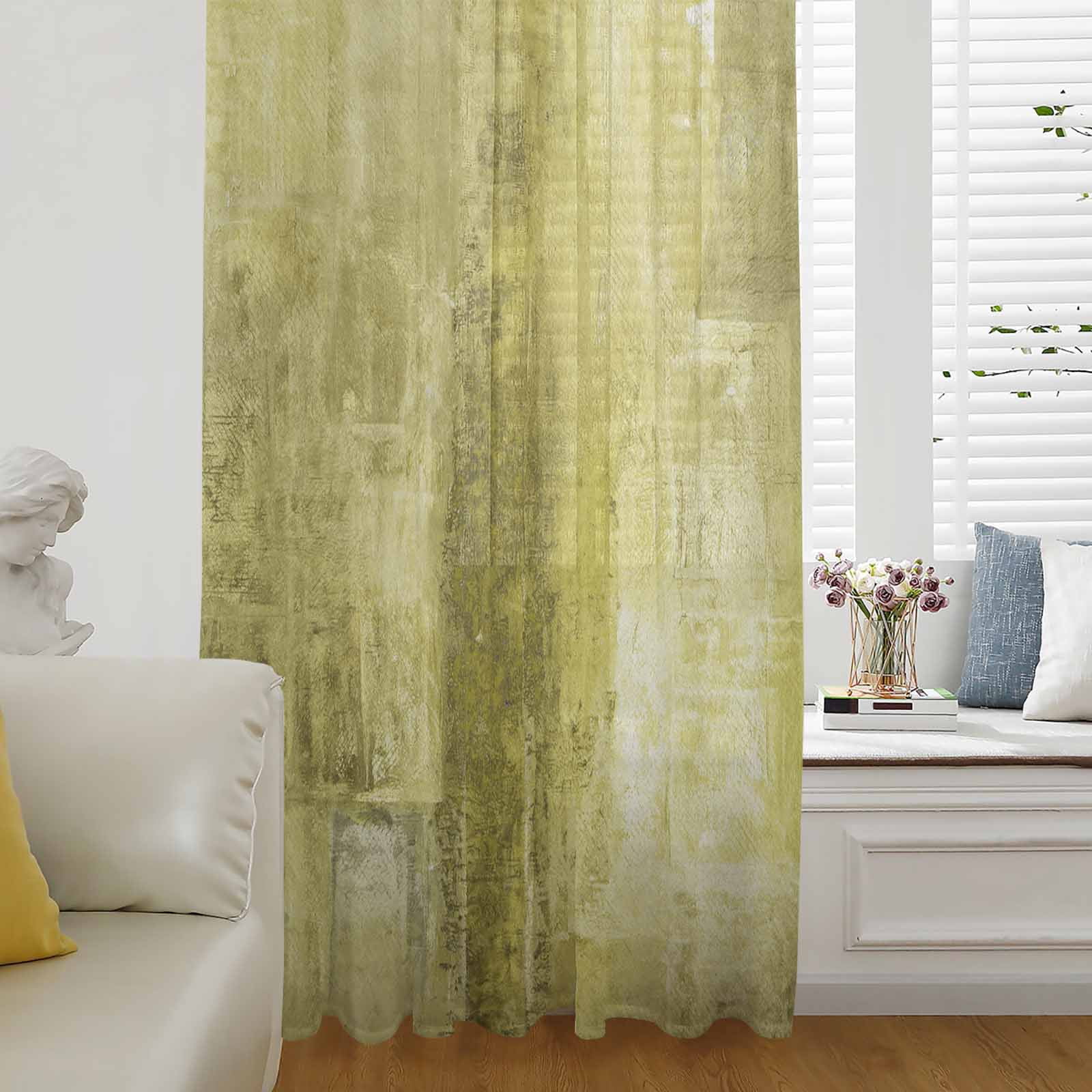 Yellow Window Curtain 72 Inches Long,Abstract Art Painting Modern ...