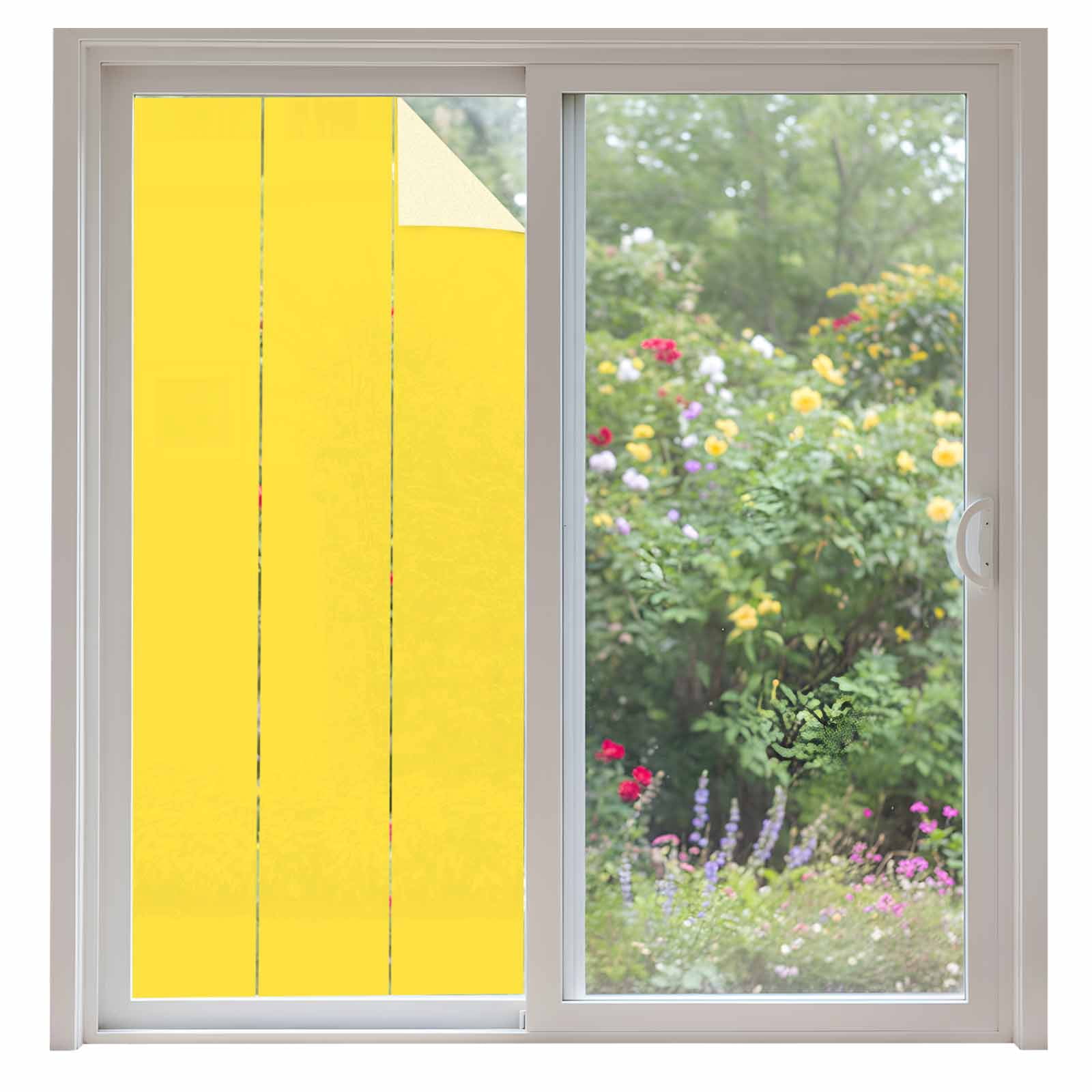 Yellow Window Privacy Film, Pure Yellow Static Cling UV Sun Blocking ...