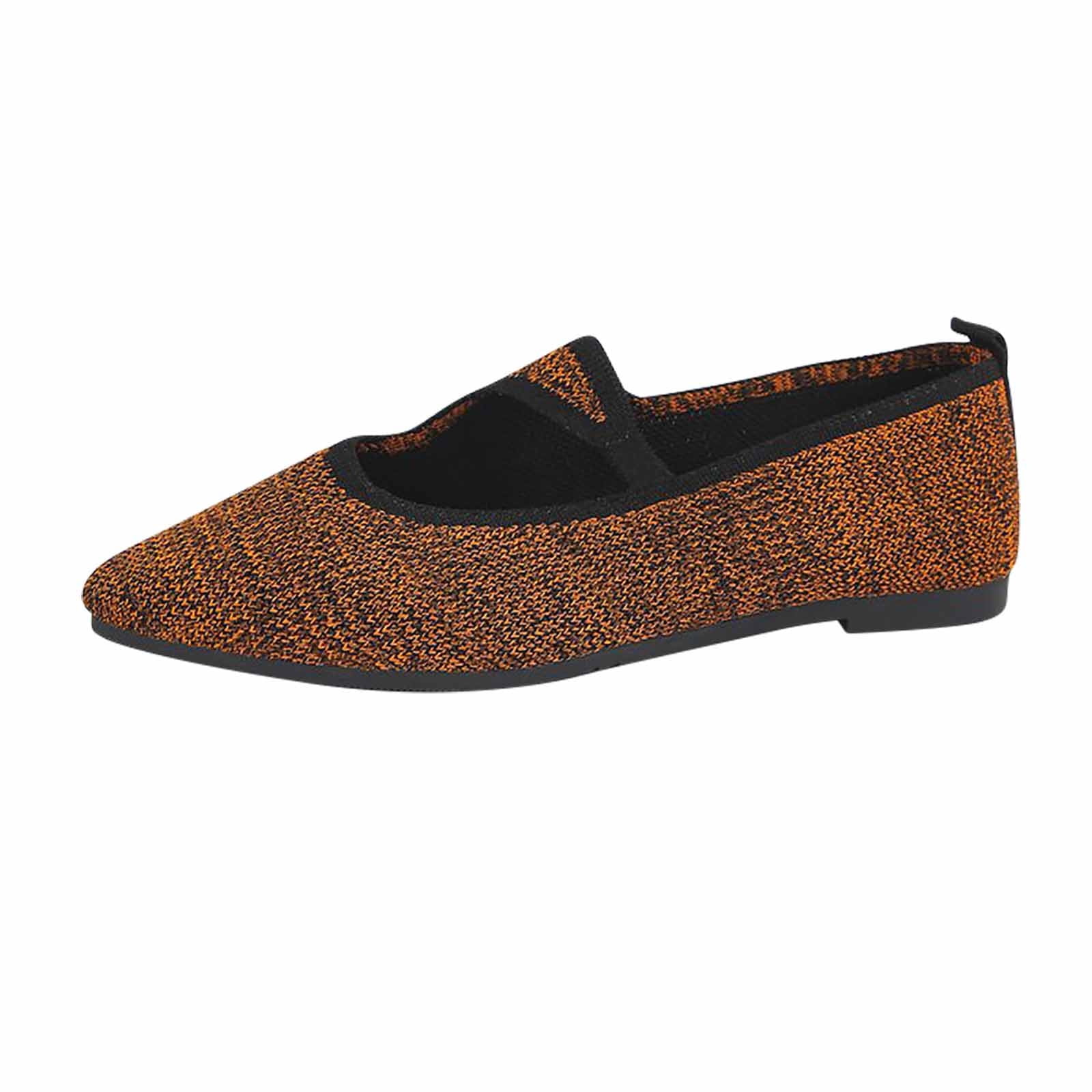 Yellow Women S Knit Shoes With Pointed Toe And Low Heel In Plus Size ...