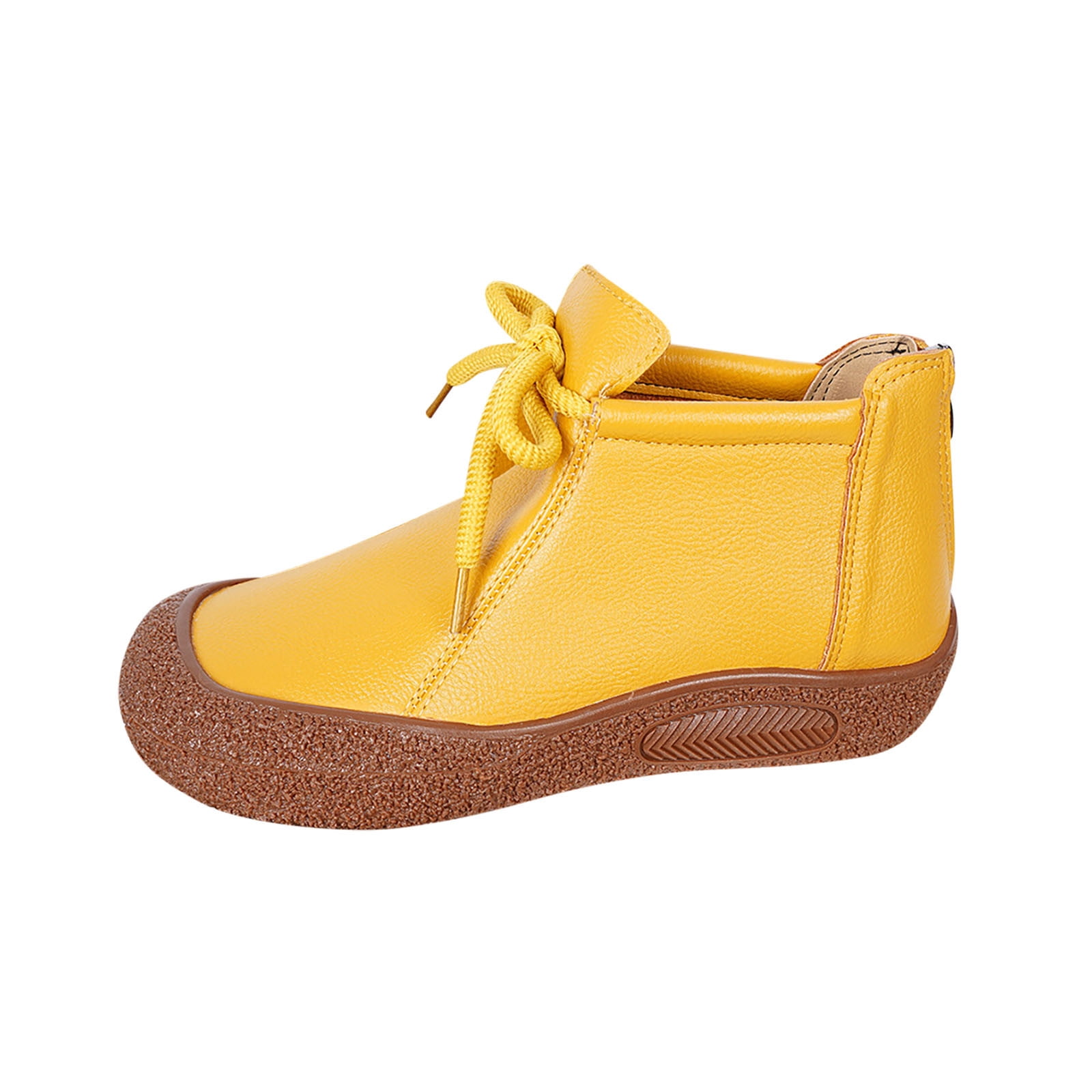 Yellow Women'S Casual Winter Ankle Boots Round Toe Lace-Up Flat Soft ...