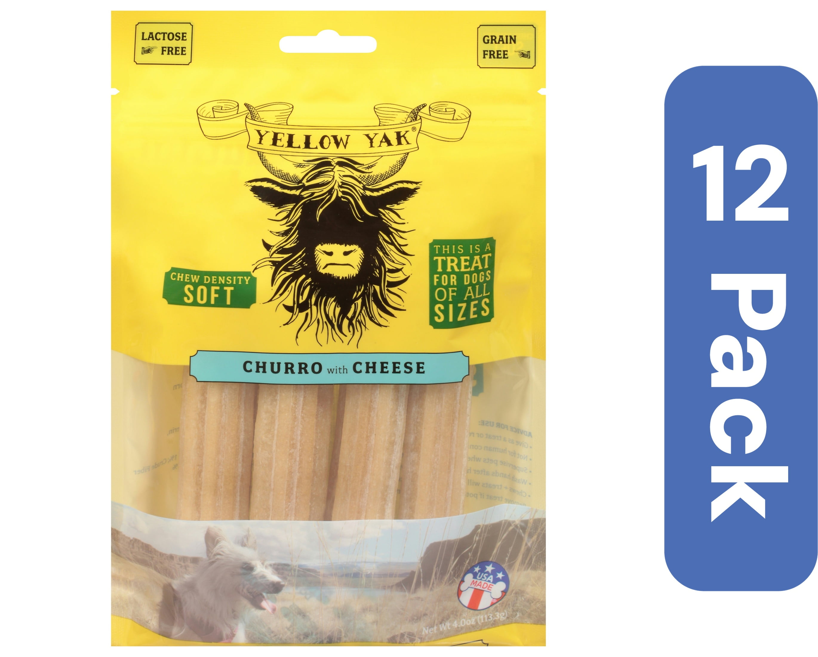 Yellow Yak Dog Chew Churro Cheese 4 oz (Pack of 12) - Walmart.com