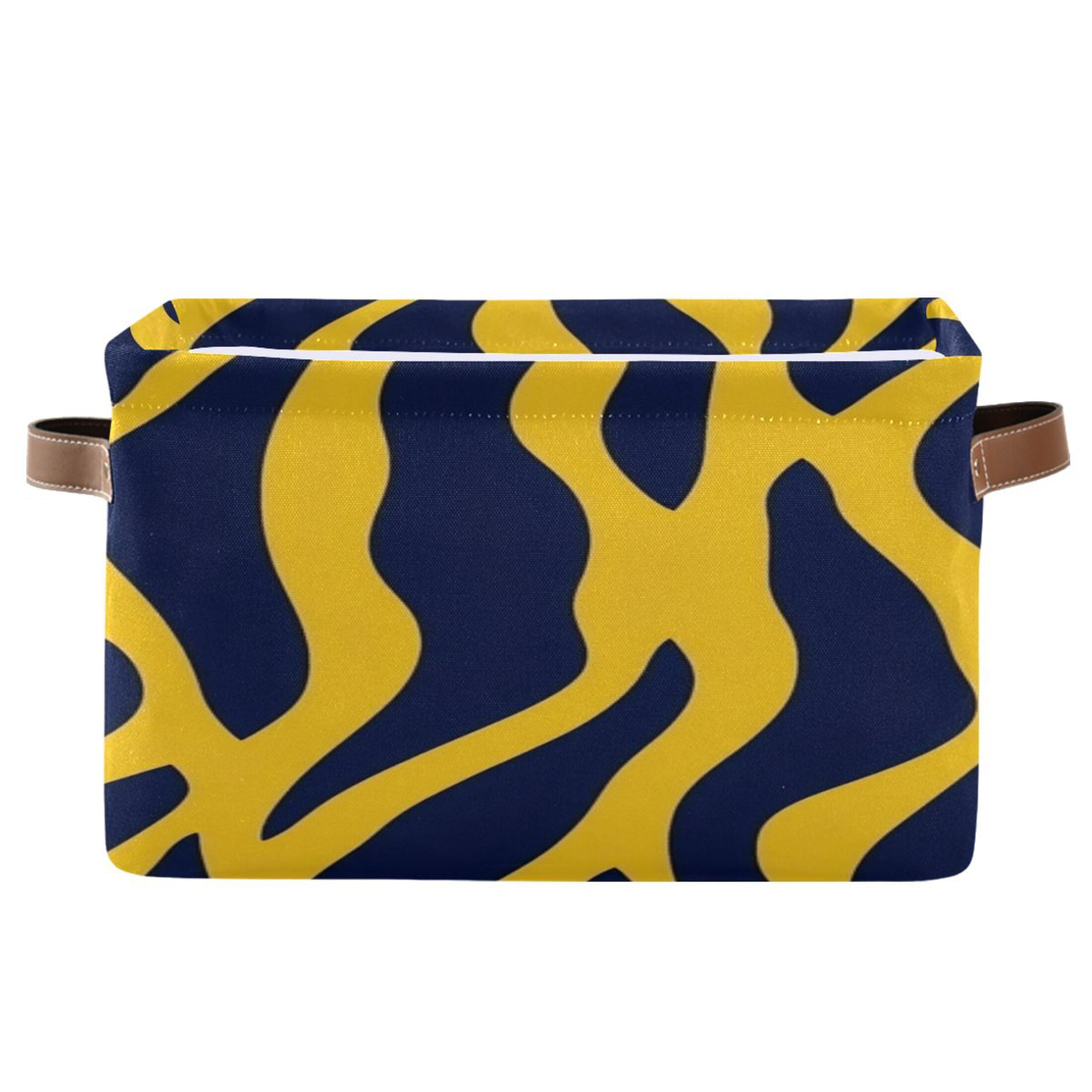 Yellow Zabra Skin Print Square Storage Bins with Handles Collapsible ...
