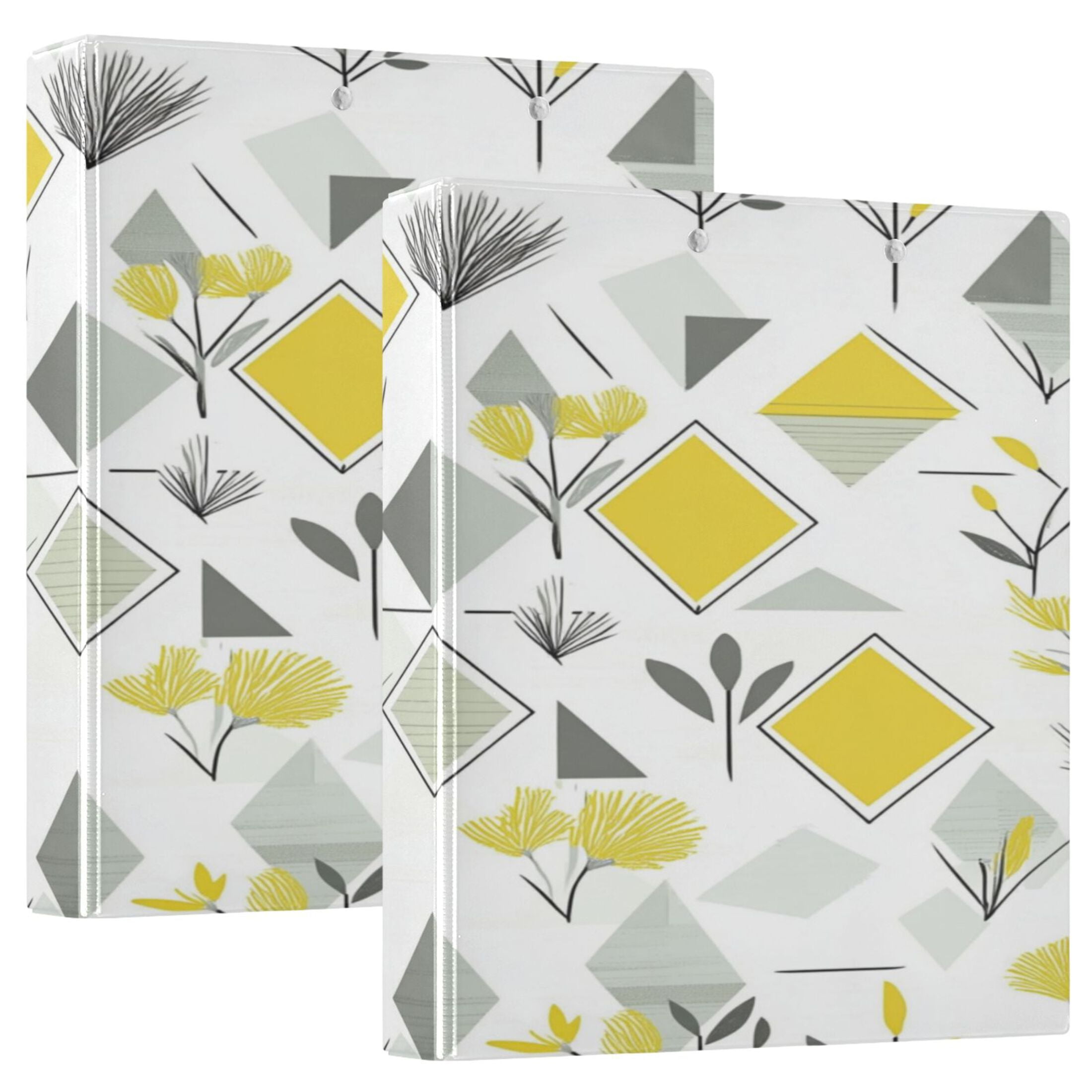 Yellow and Gray Geometric 3 Ring Hardcover Binders 1.5in Round Rings ...