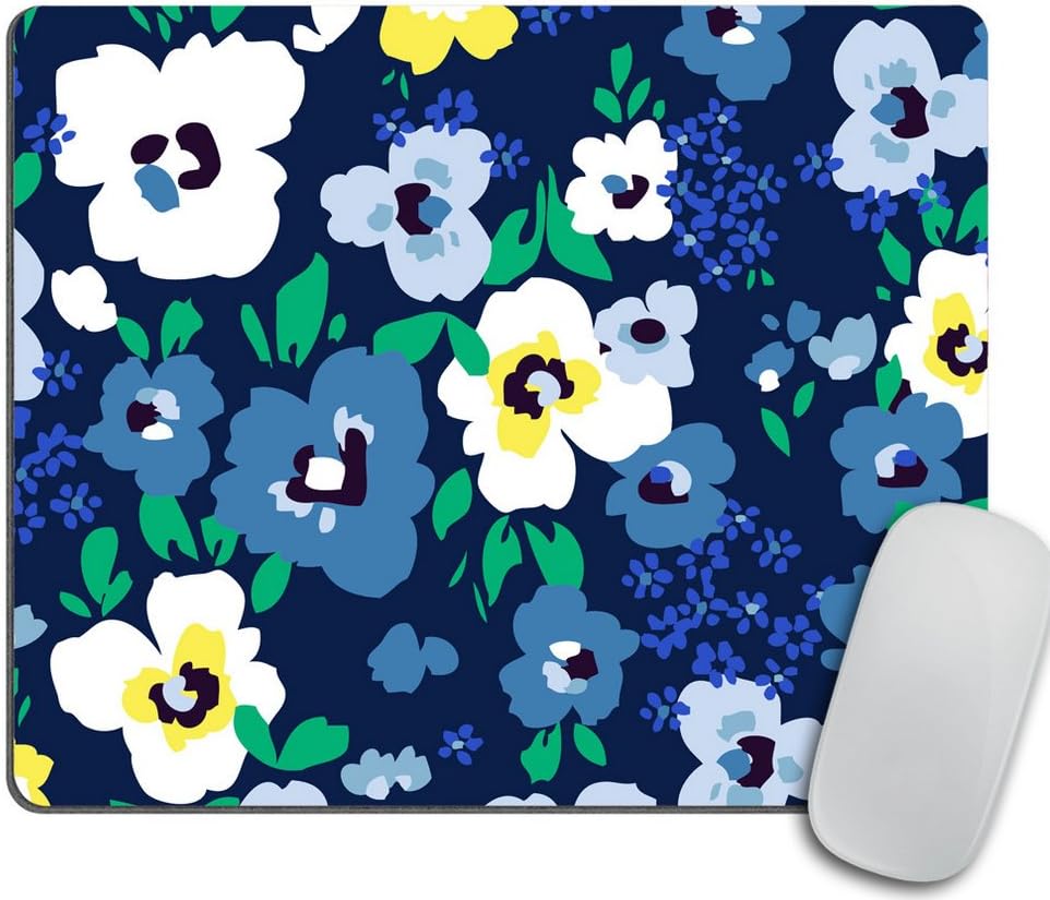 Yellow and Navy Floral Mousepad - Mat - Rectangle - Beautiful Design ...