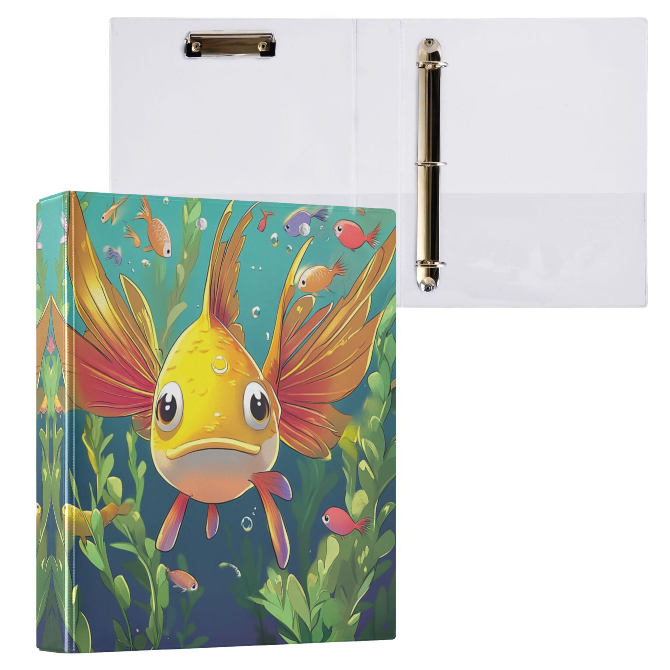 Yellow and Orange Fish 3 Ring Hardcover Binders 1.5in Round Rings for ...