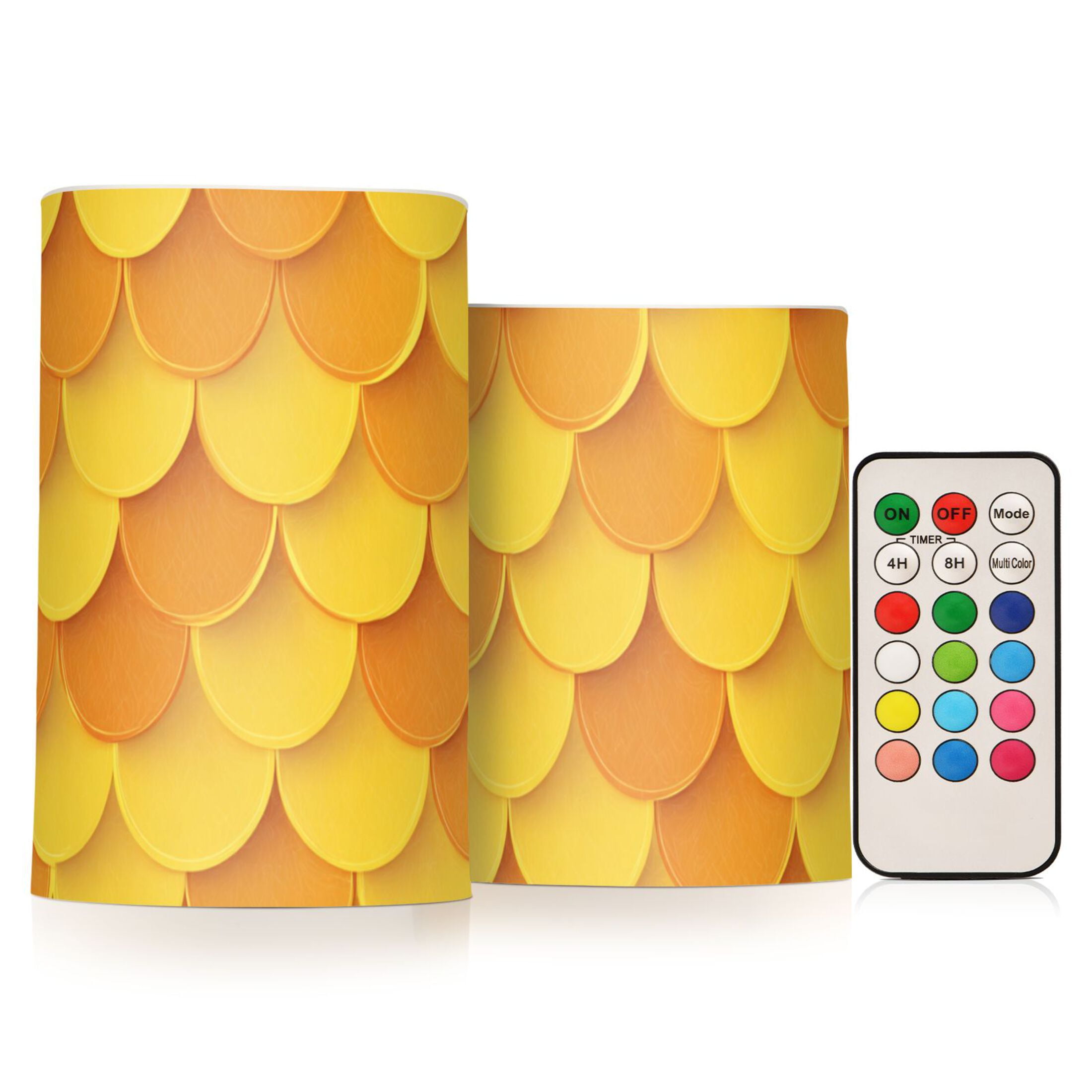 Yellow and Orange Fish Scales Flickering Flameless Candles LED Tealight ...
