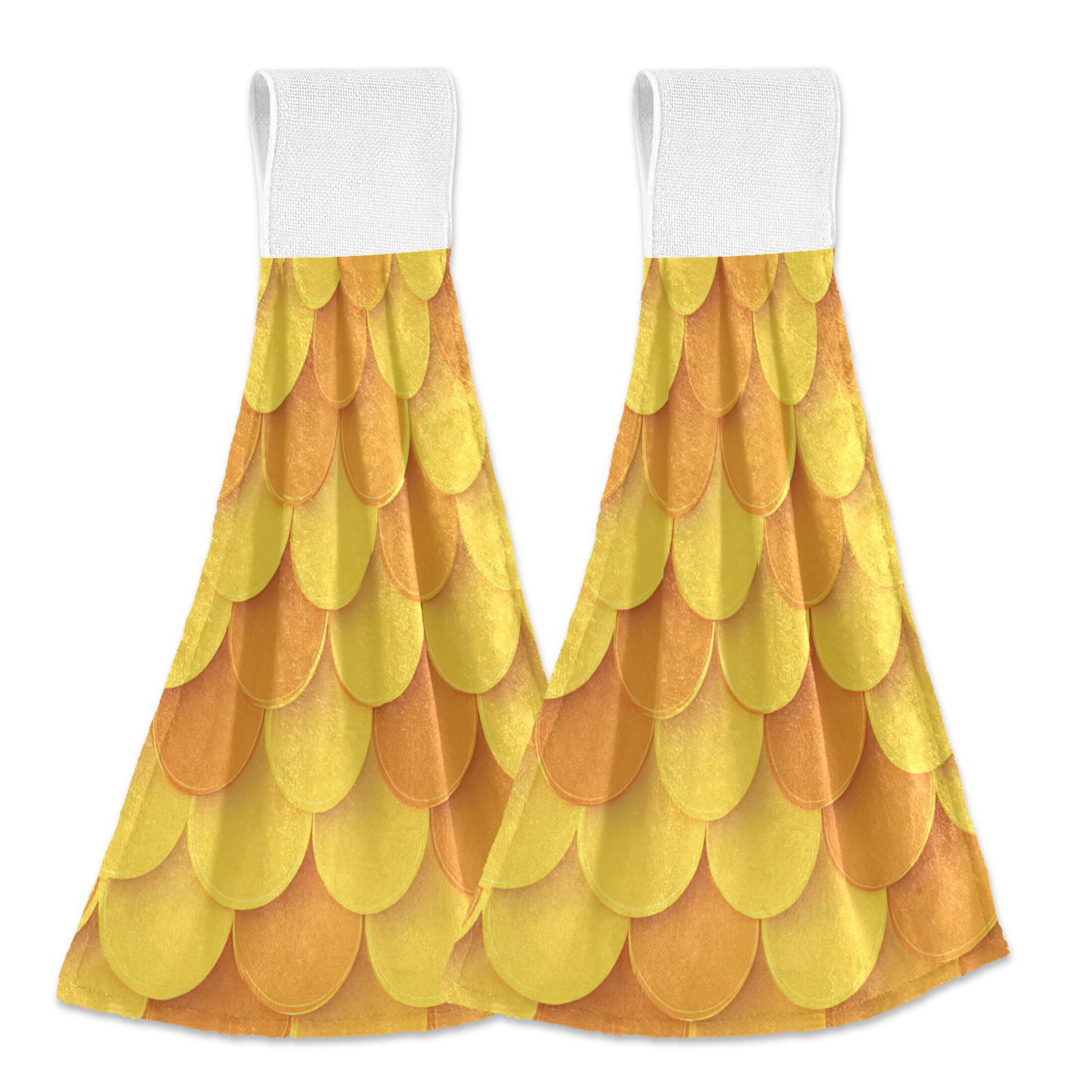 Yellow and Orange Fish Scales Hanging Towels with Loop Hand Towels ...