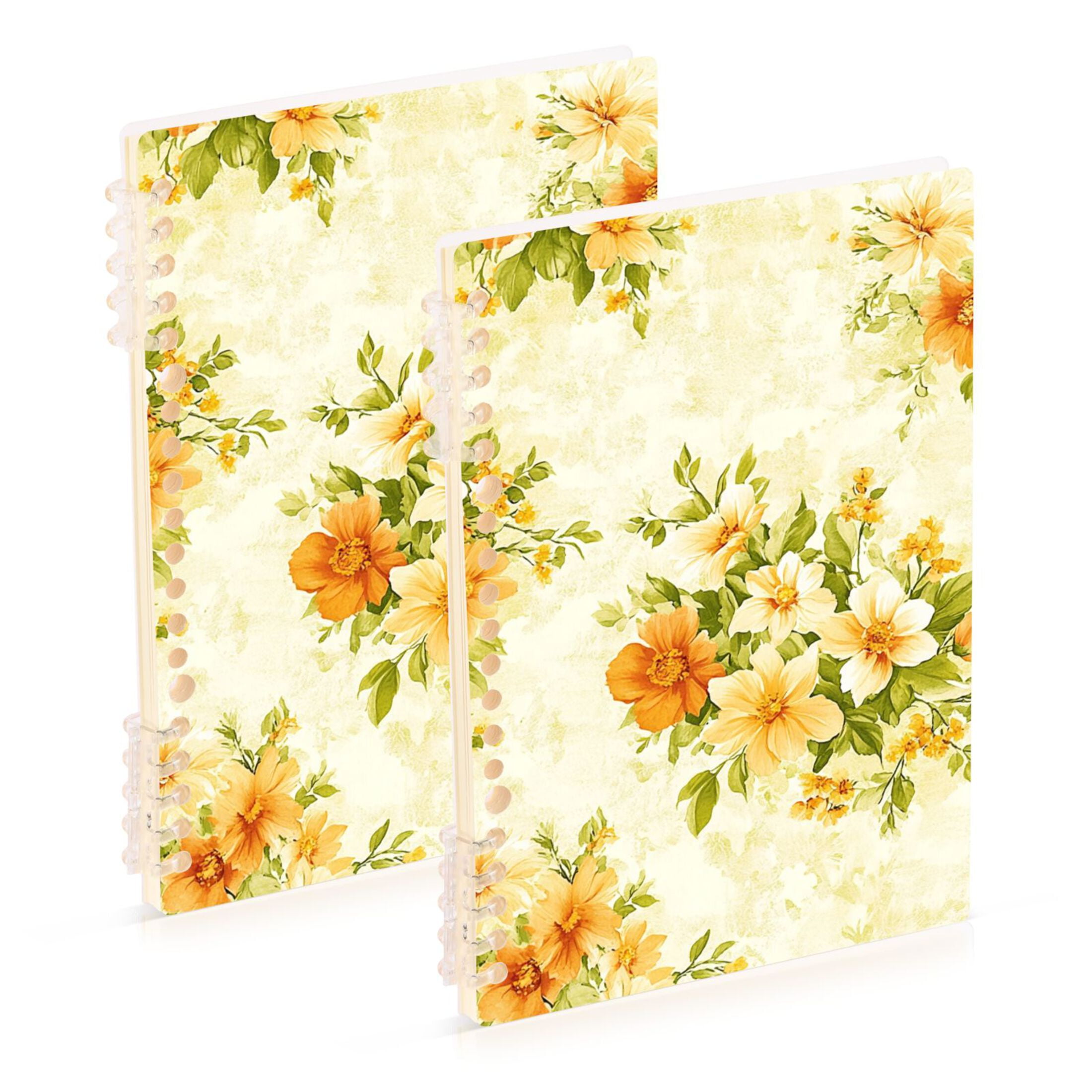 Yellow and Orange Floral Design Lined Spiral Journal Notebook 60 Pages ...