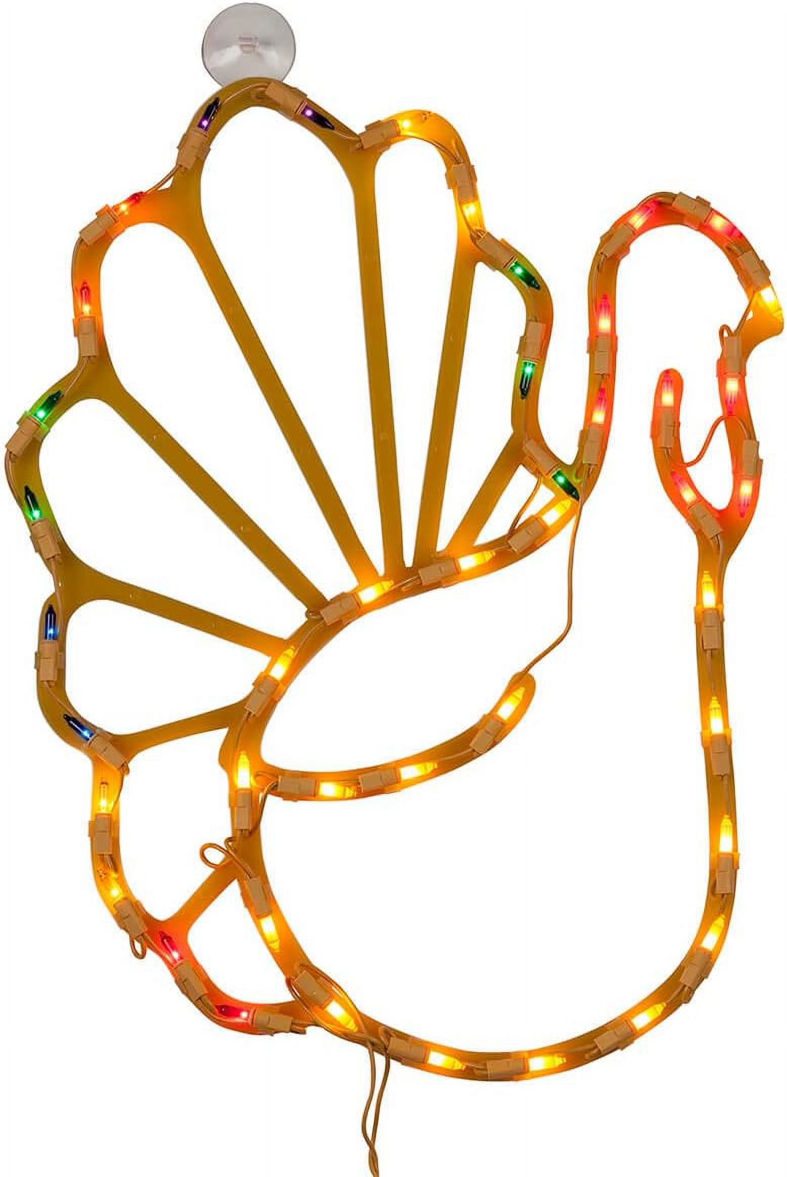 Yellow and Red Lighted Thanksgiving Turkey Window Silhouette Decoration ...