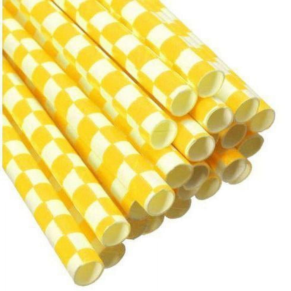 Bakell - Yellow and White Checker Print Paper Straws (24 PC) for Cake ...