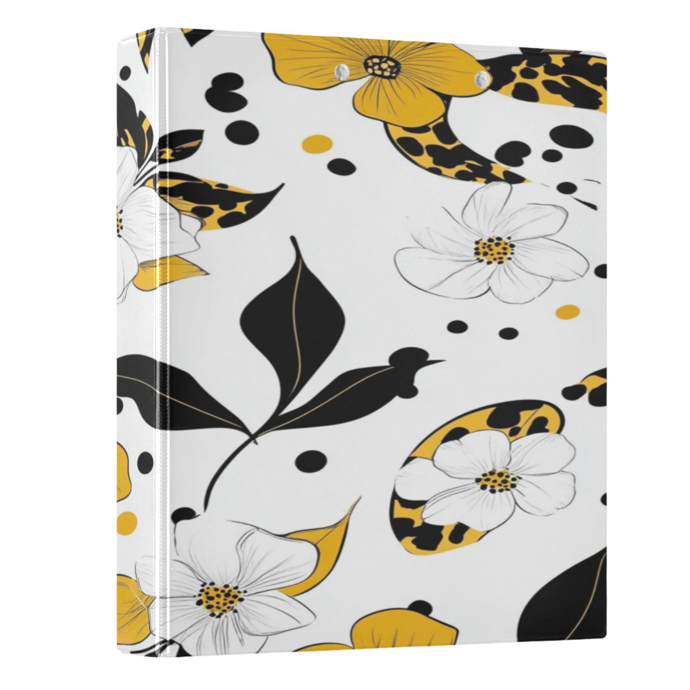 Yellow and White Flowers 3 Ring Hardcover Binders 1.5in Round Rings for ...