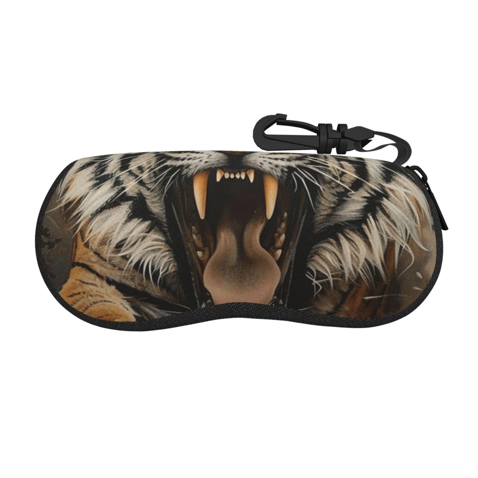 Yellow animal close-up Eyes Soft Shell Glasses Case with Carabiner Hook ...