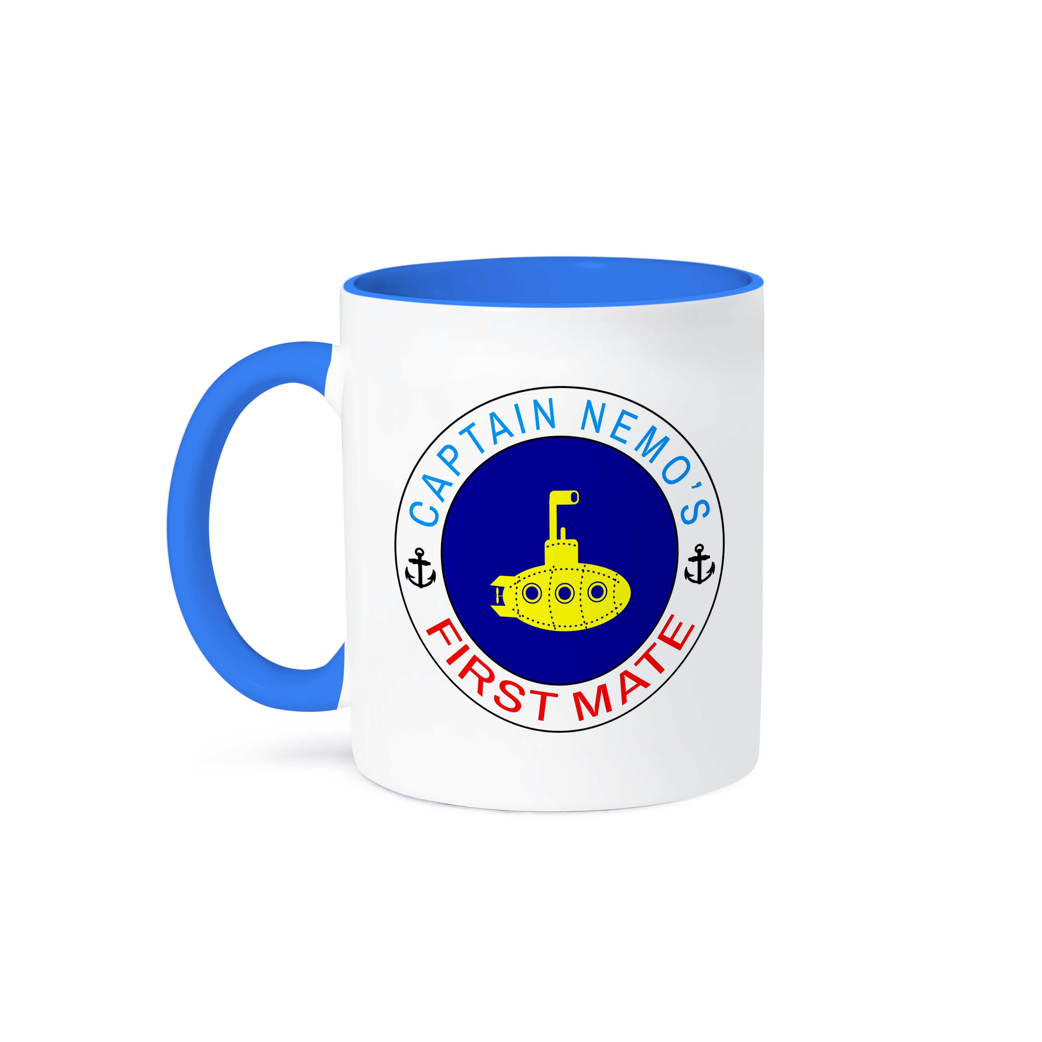 3dRose, Yellow color submarine, blue circle. Text Captain Nemos First ...