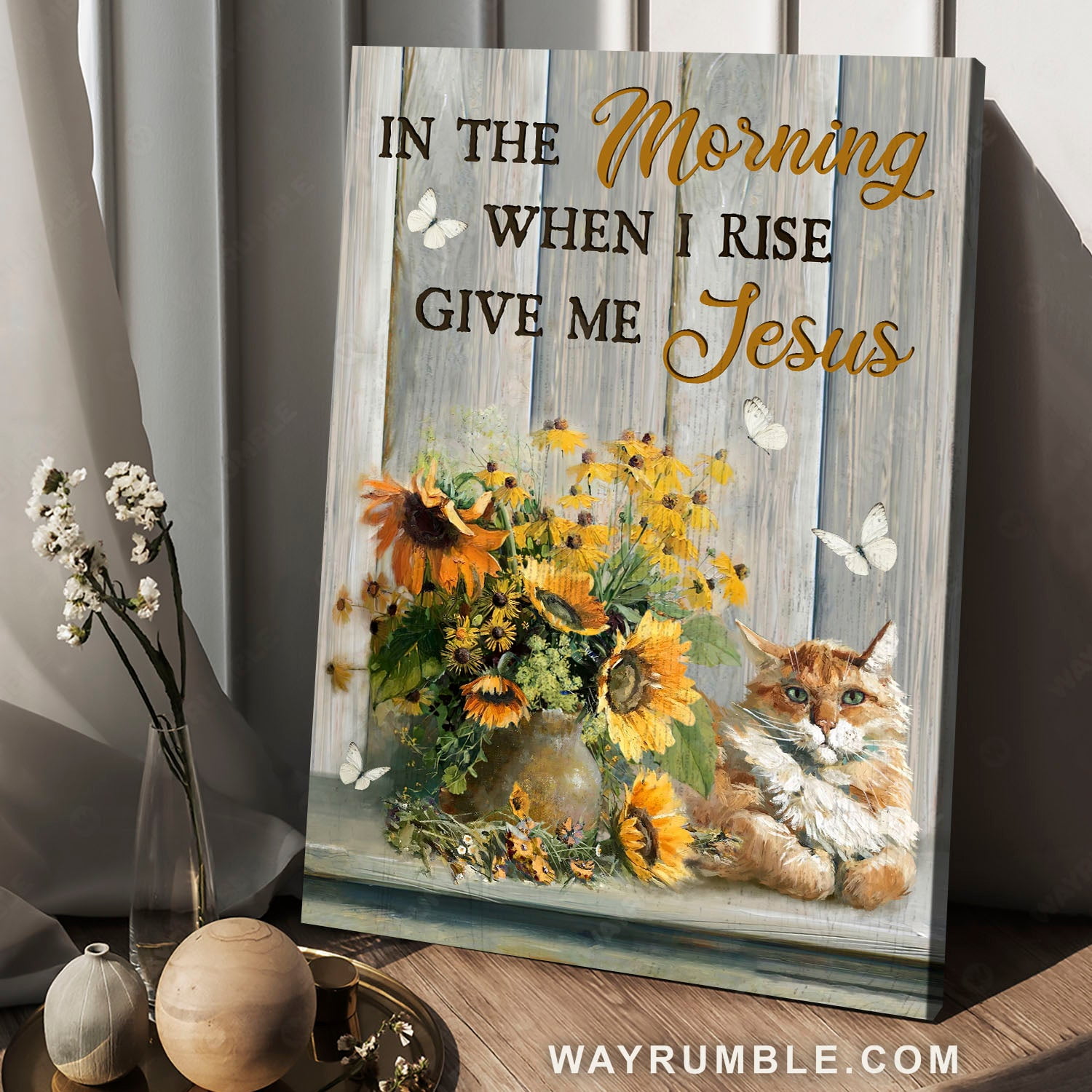 Yellow daisy, Sunflower, Fluffy cat, Give me Jesus - Jesus Portrait ...