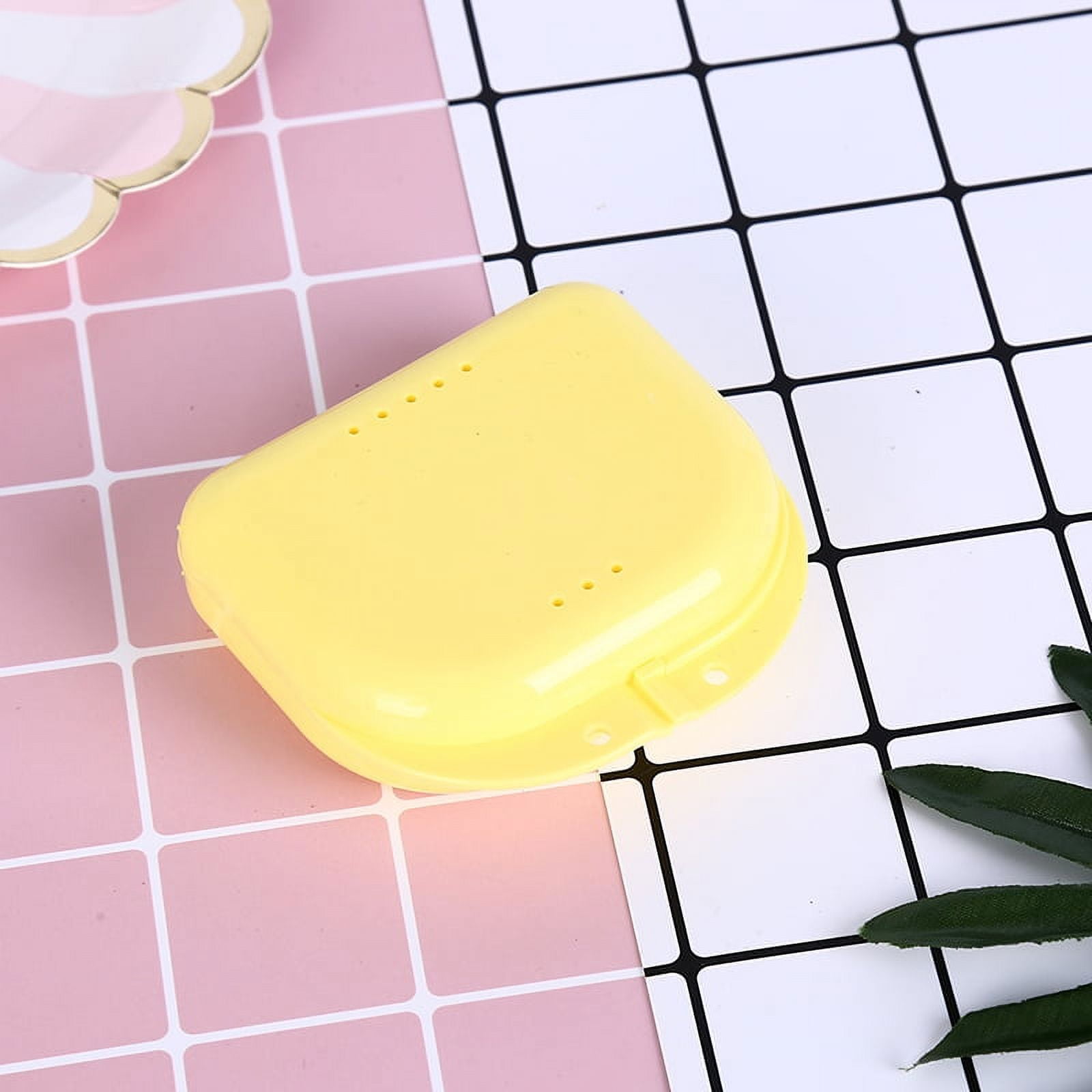 (Yellow) dental orthodontic retainer denture storage case box ...