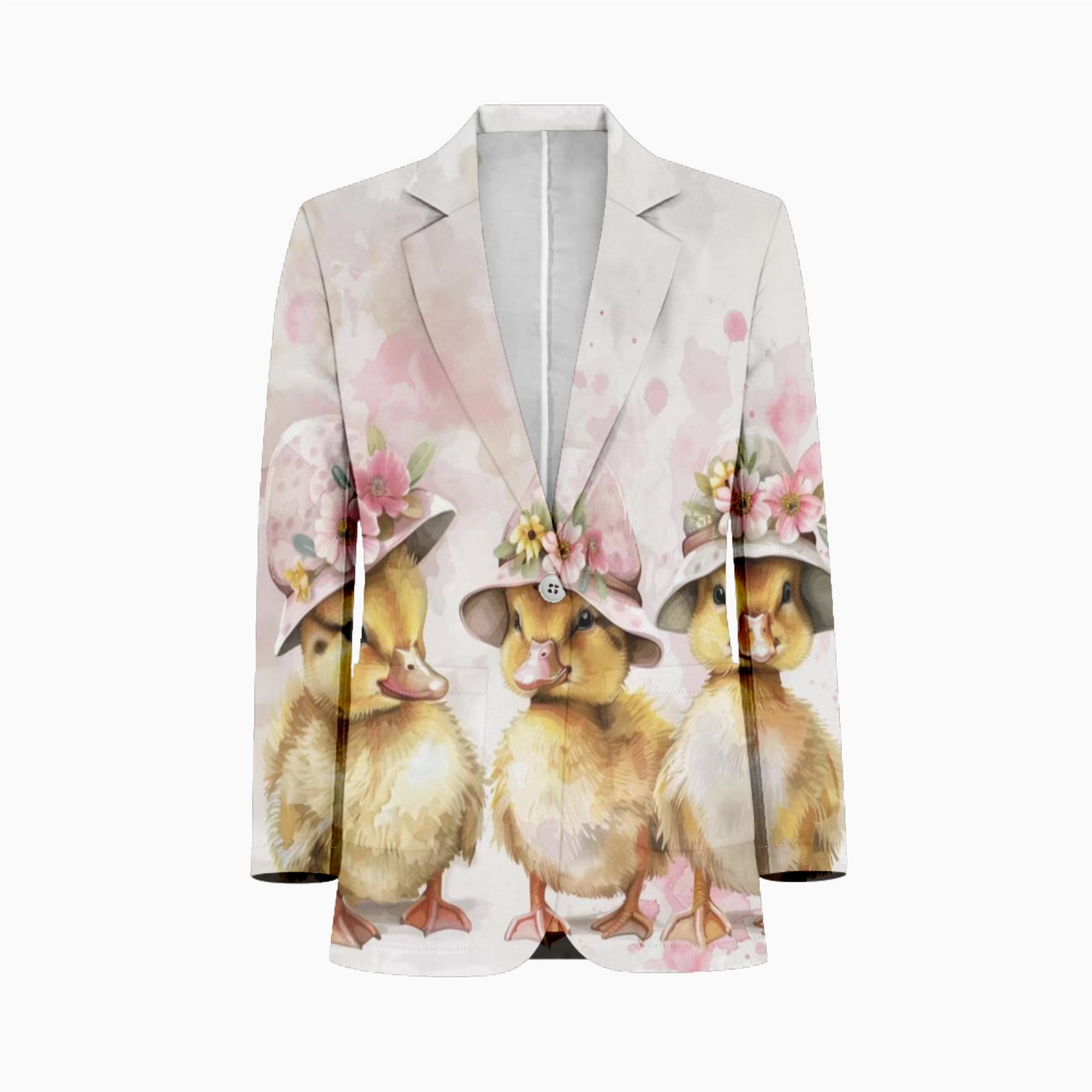 Yellow duck with flowers on head Customized Men's Suits full man Shawl ...