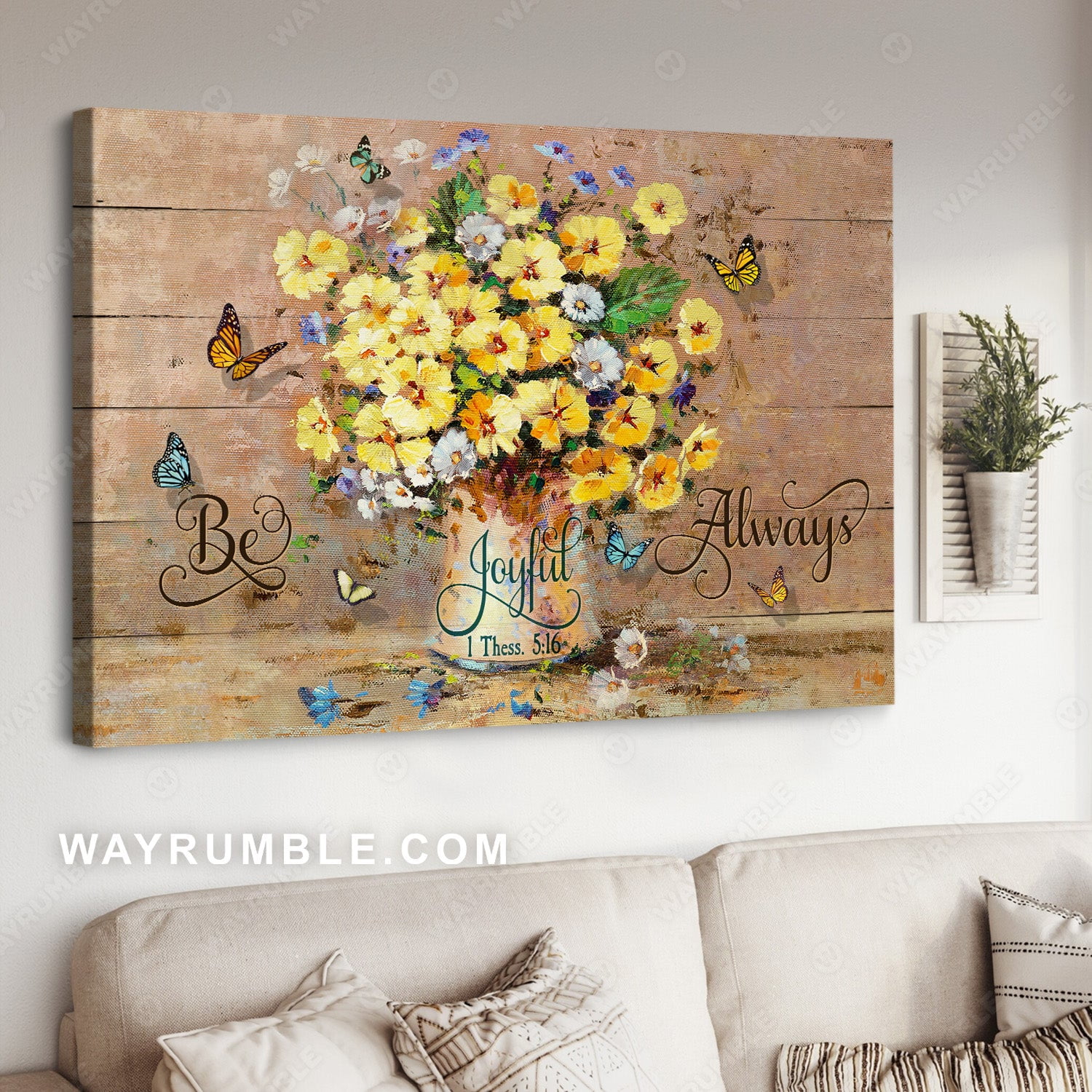 Yellow primrose, White daisy, Blue small flowers, Be always joyful ...