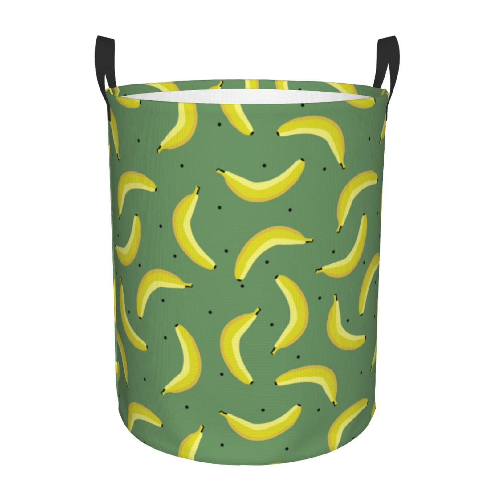 Yellow ripe bananas Round Laundry Basket, Laundry Hamper with Handle ...